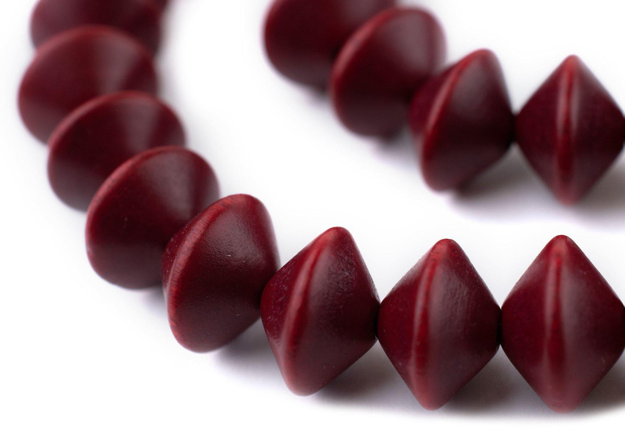 TheBeadChest Red Bicone Natural Wood Beads (10x15mm): Organic Eco ...
