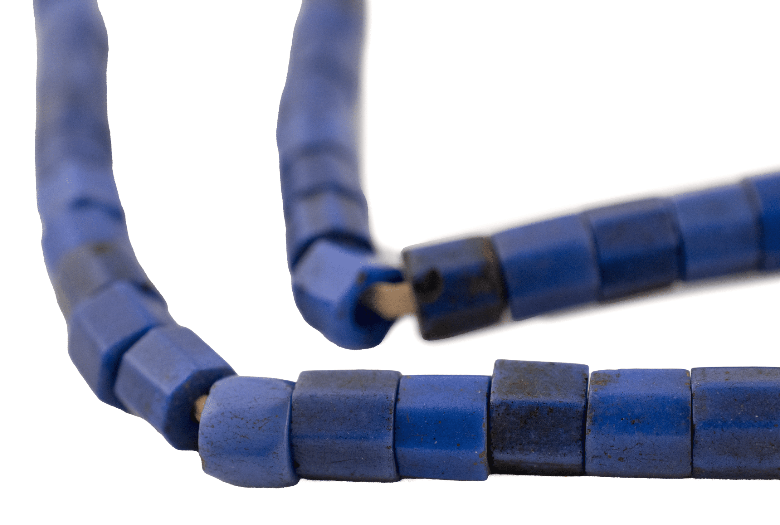 The Bead Chest Russian Blue Glass Beads 7mm Ethiopia African Cylinder ...