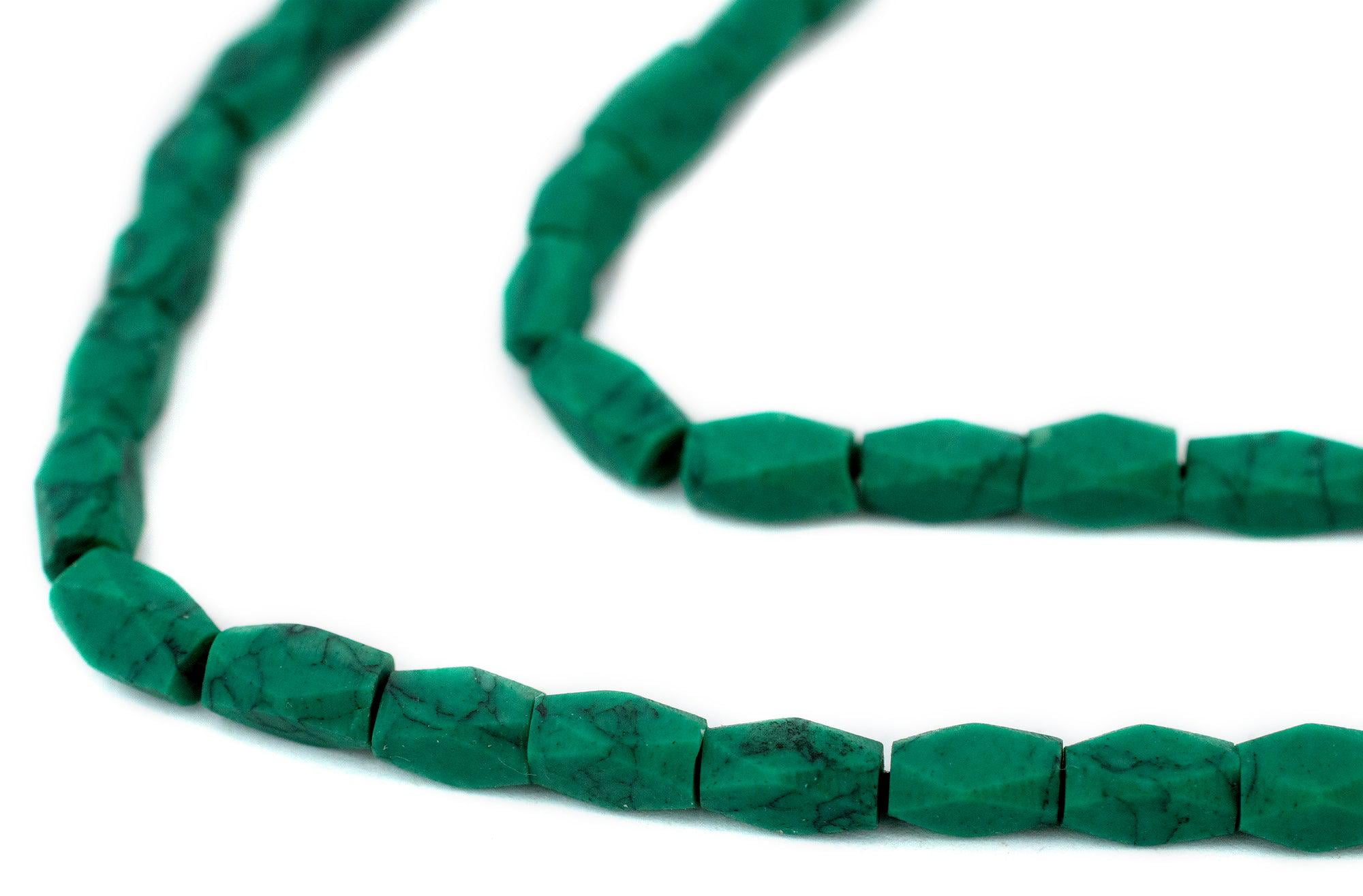 The Bead Chest Serpentine-Style Faceted Afghan Stone Beads 8x5mm ...