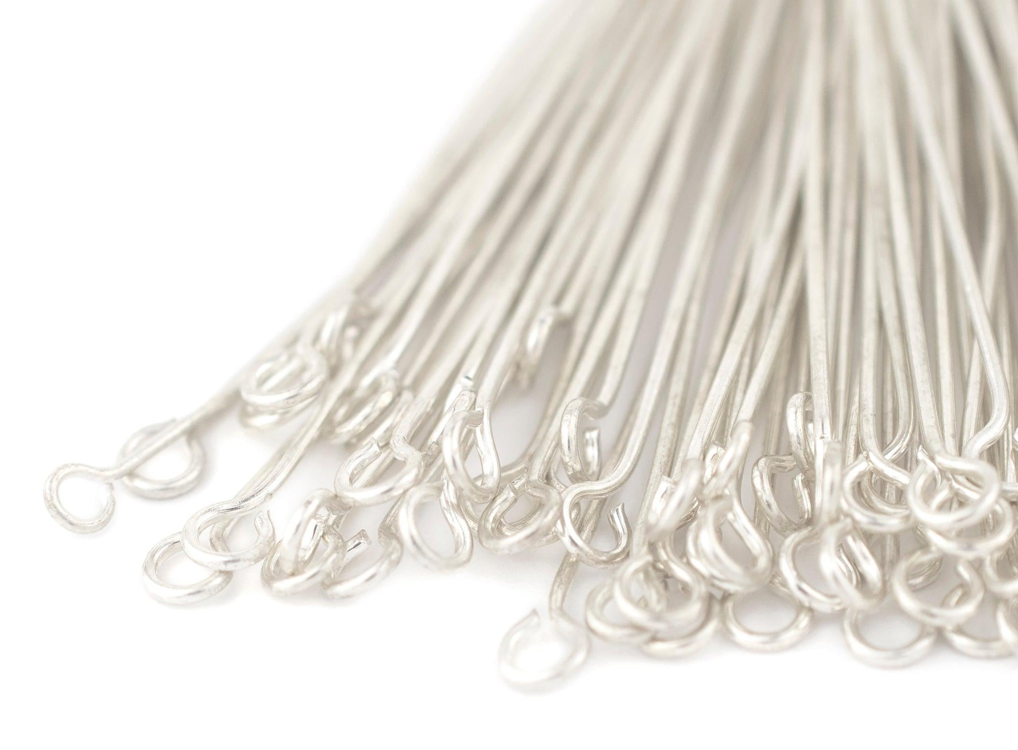 The Bead Chest Silver 21 Gauge 2.5 Inch Eye Pins (Approx 100 pieces ...