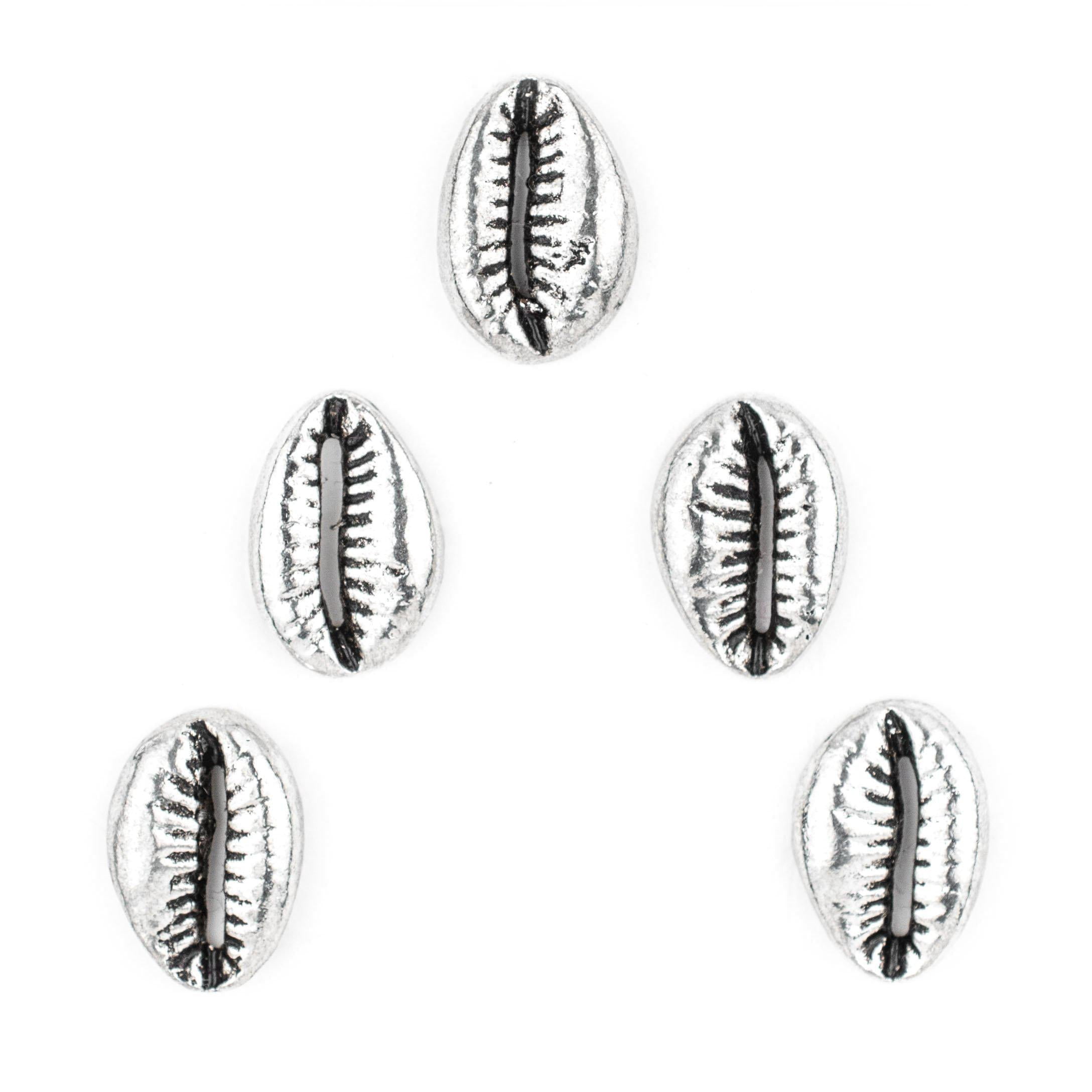 The Bead Chest Silver Cowrie Shells (Set of 5): Metal Beads for DIY ...