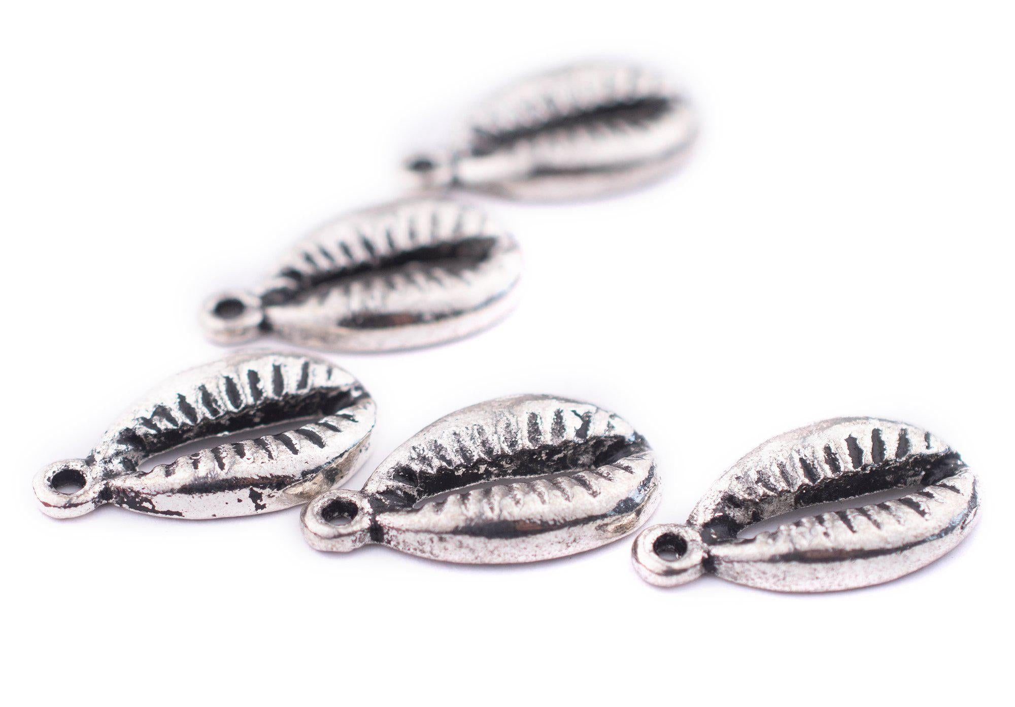 TheBeadChest Silver Cowrie Shells (Set of 5): Metal Beads for DIY ...