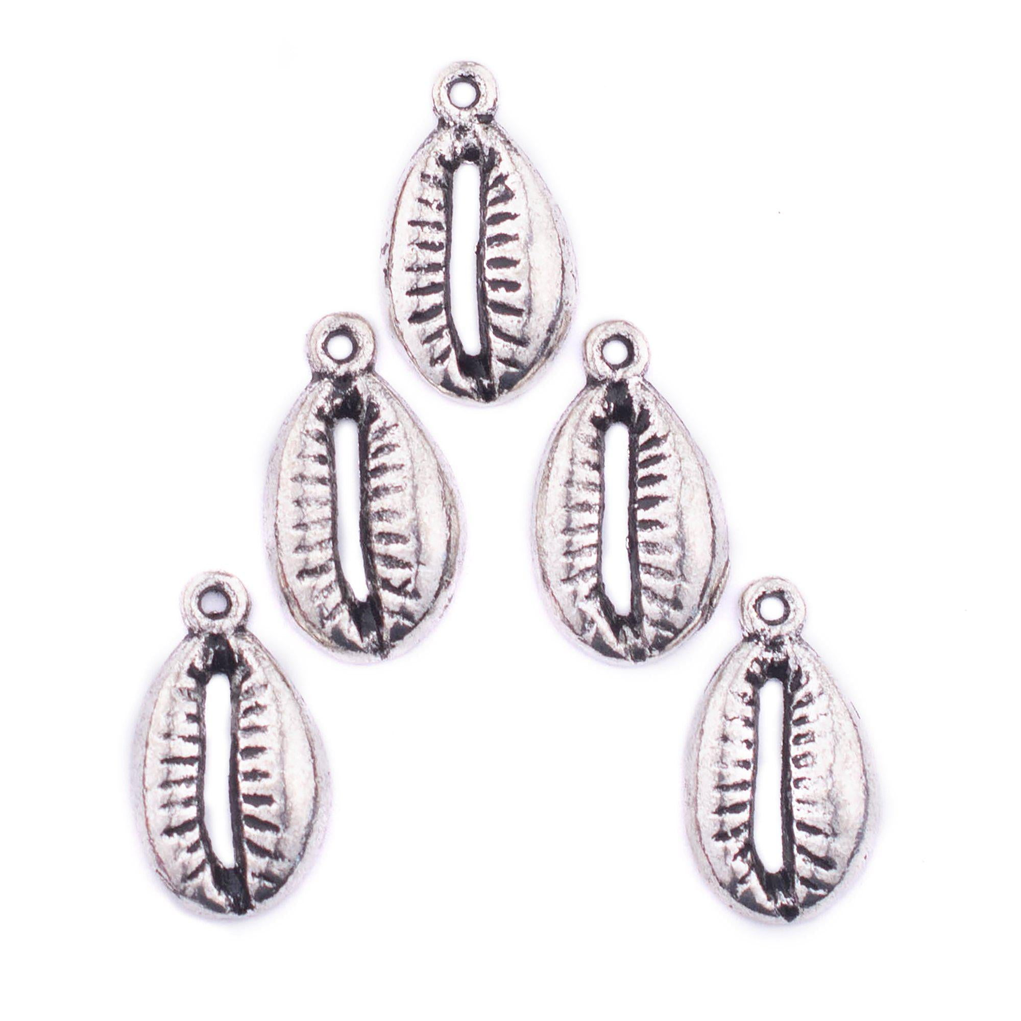The Bead Chest Silver Cowrie Shells (Set of 5): Metal Beads for DIY ...