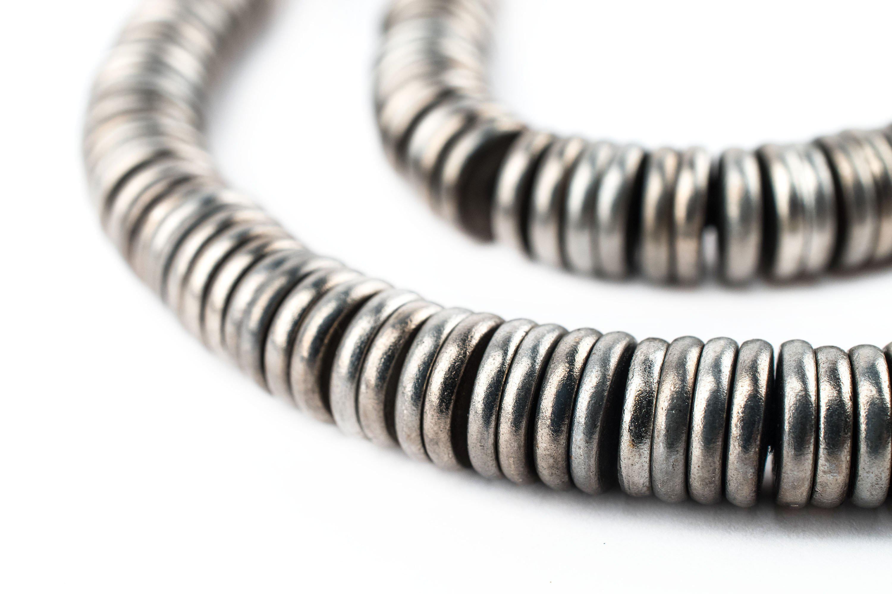 TheBeadChest Silver Donut Beads 8mm, Full Strand of Quality Metal ...