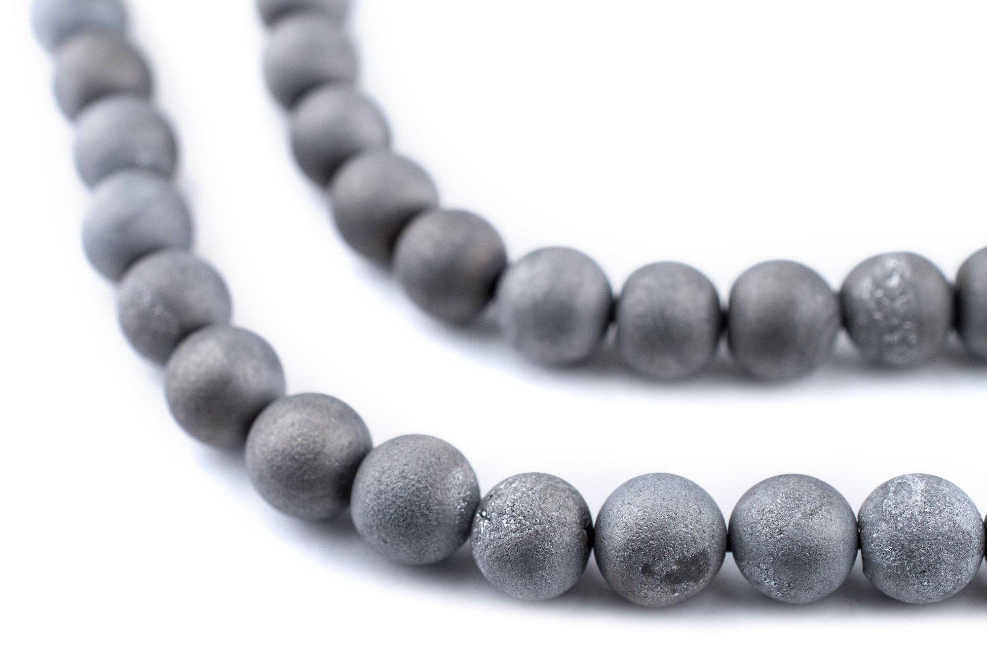 The Bead Chest Silver Round Druzy Agate Beads (8mm): Organic Gemstone ...