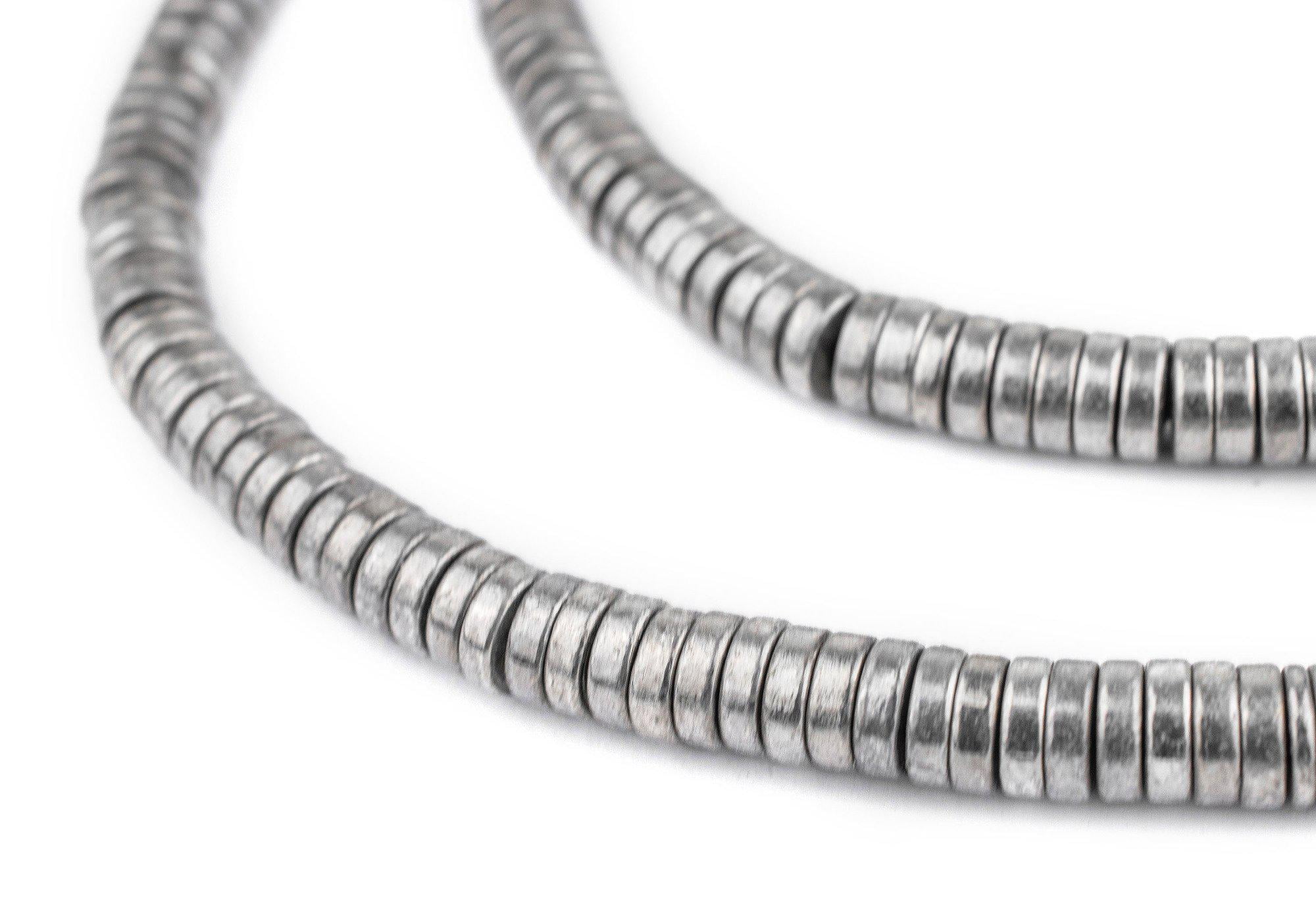 TheBeadChest Silver Snake Disk Beads 6mm, Full Strand of Quality Metal ...