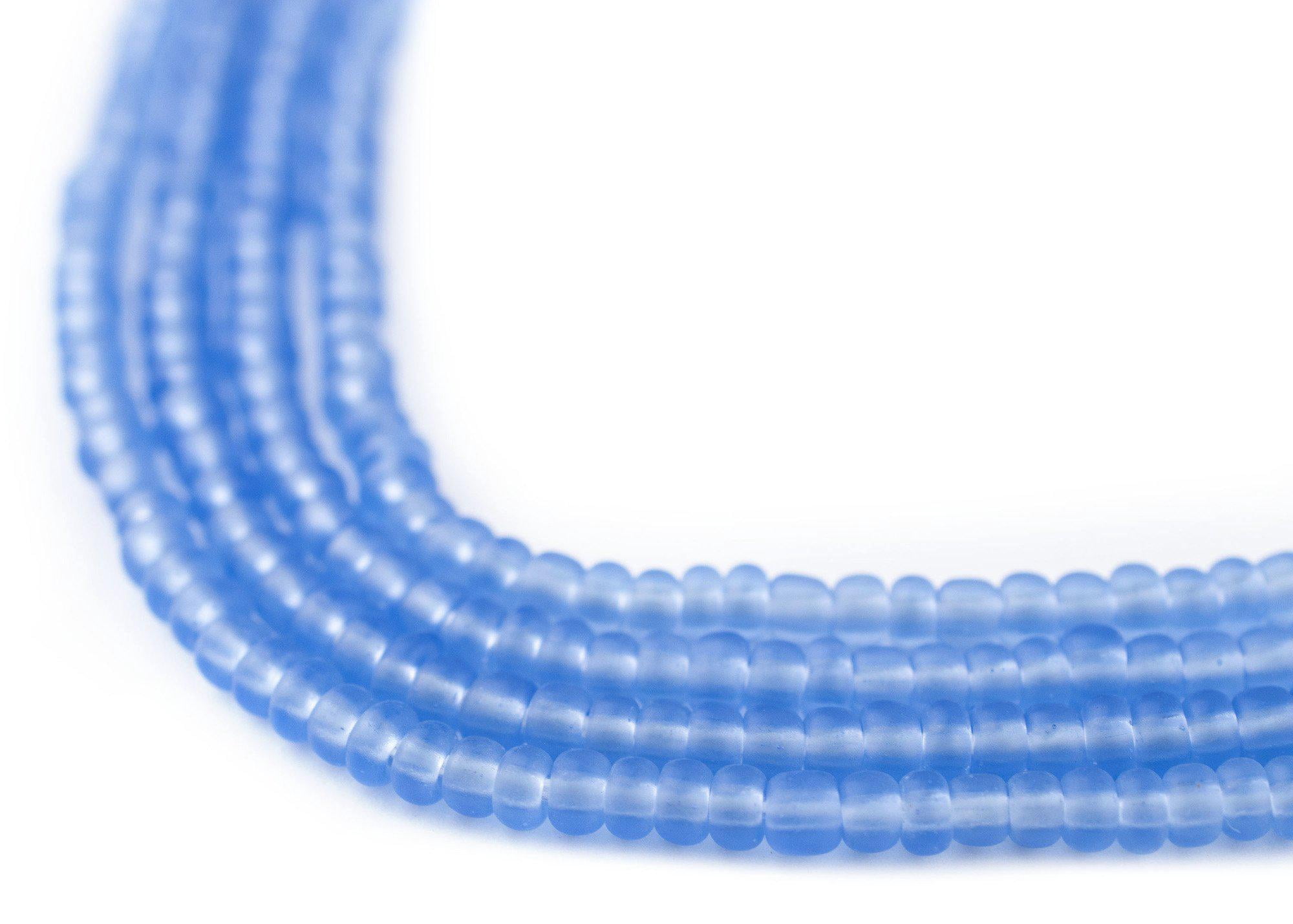 The Bead Chest Sky Blue Matte Glass Seed Beads (3mm) - 24 inch Strand ...
