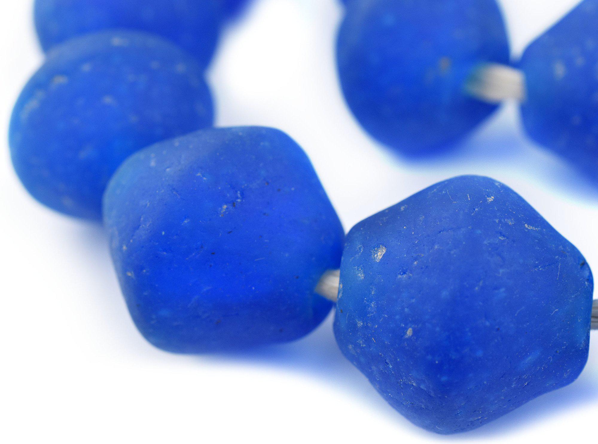 The Bead Chest Super Jumbo Azul Bicone Recycled Glass Beads (35mm ...