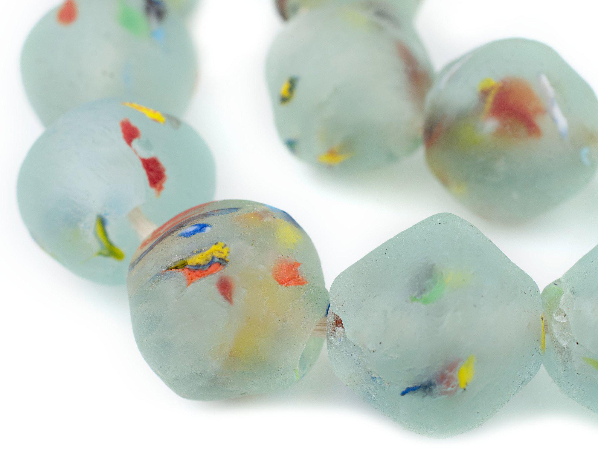 The Bead Chest Super Jumbo Rainbow Speckled Aqua Bicone Recycled Glass ...