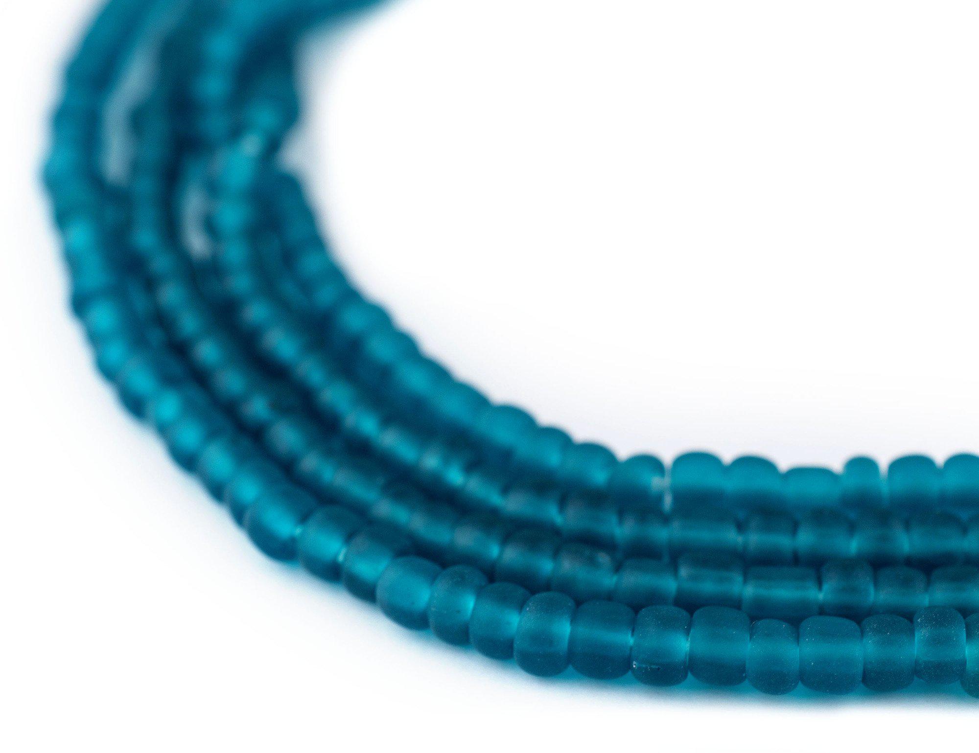 The Bead Chest Teal Matte Glass Seed Beads (4mm) - 24 inch Strand of ...