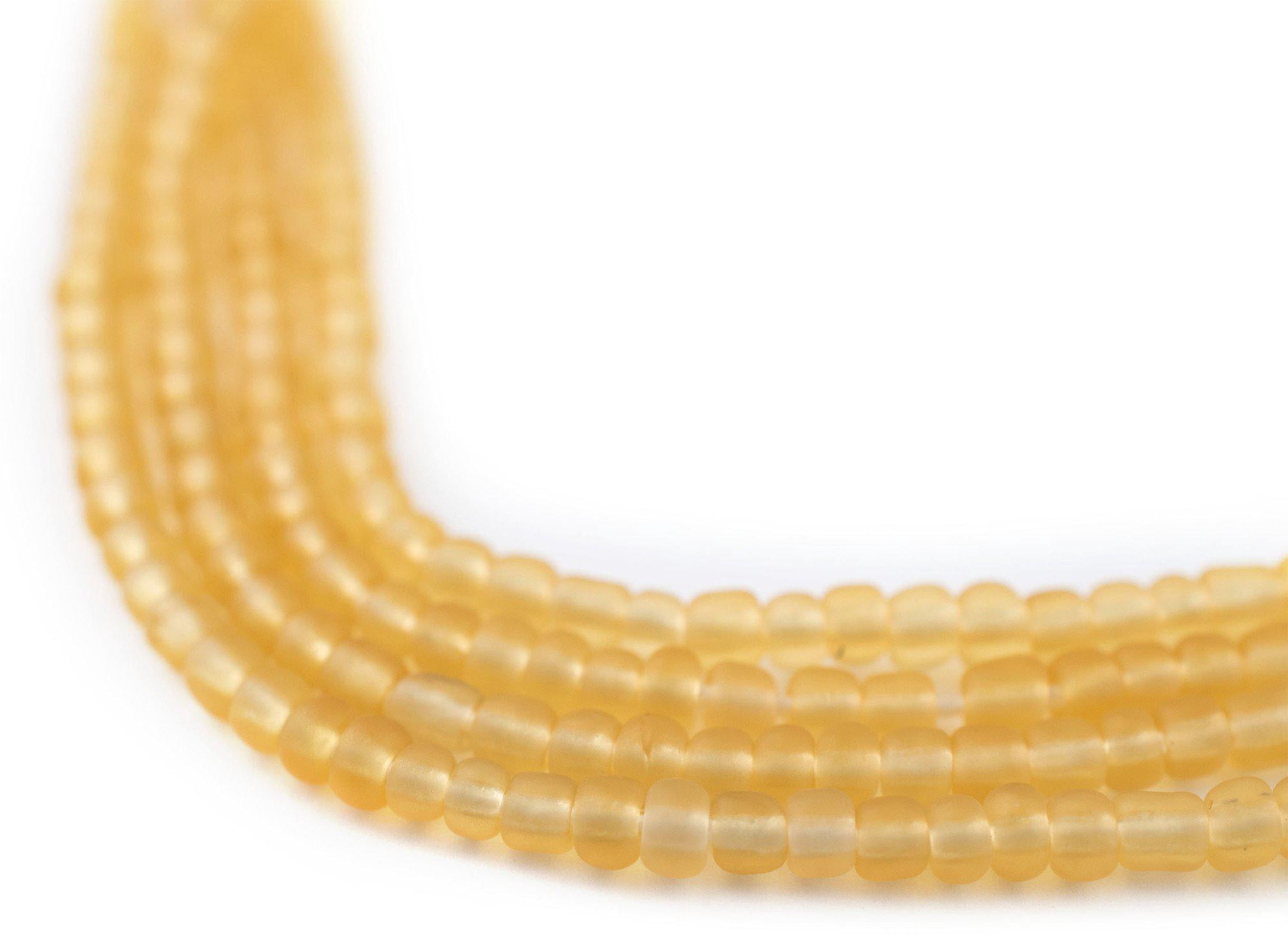 The Bead Chest Translucent Amber Matte Glass Seed Beads (3mm) - 24 inch ...