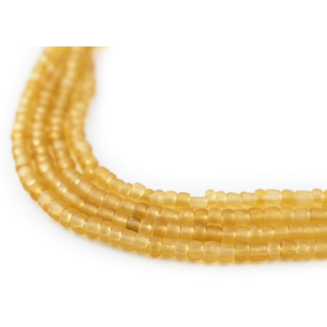 The Bead Chest Translucent Amber Matte Glass Seed Beads (4mm) - 24 inch ...