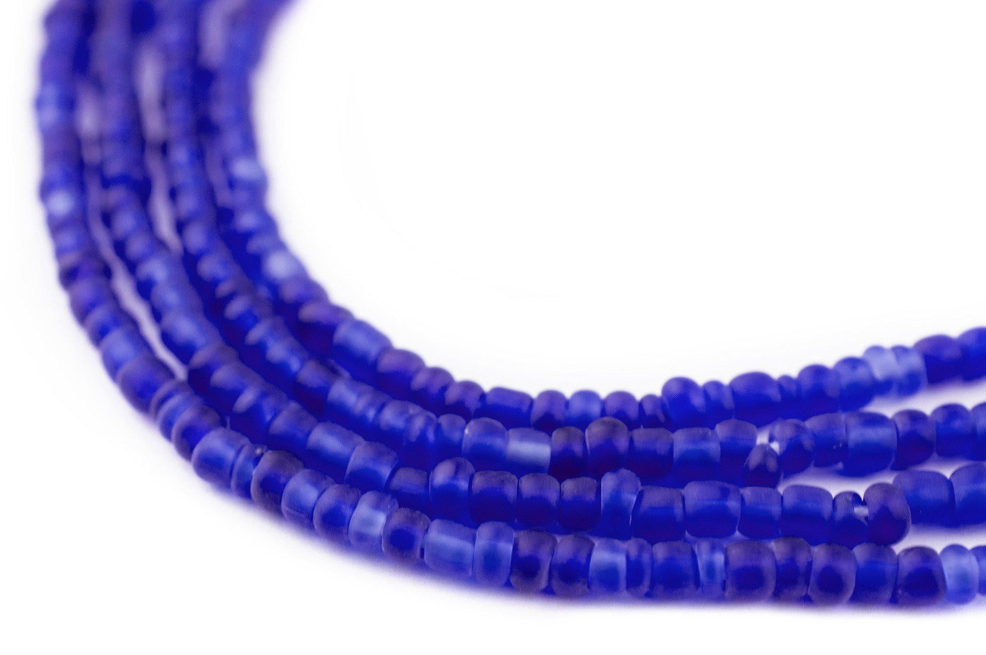 The Bead Chest Translucent Cobalt Blue Matte Glass Seed Beads (3mm ...