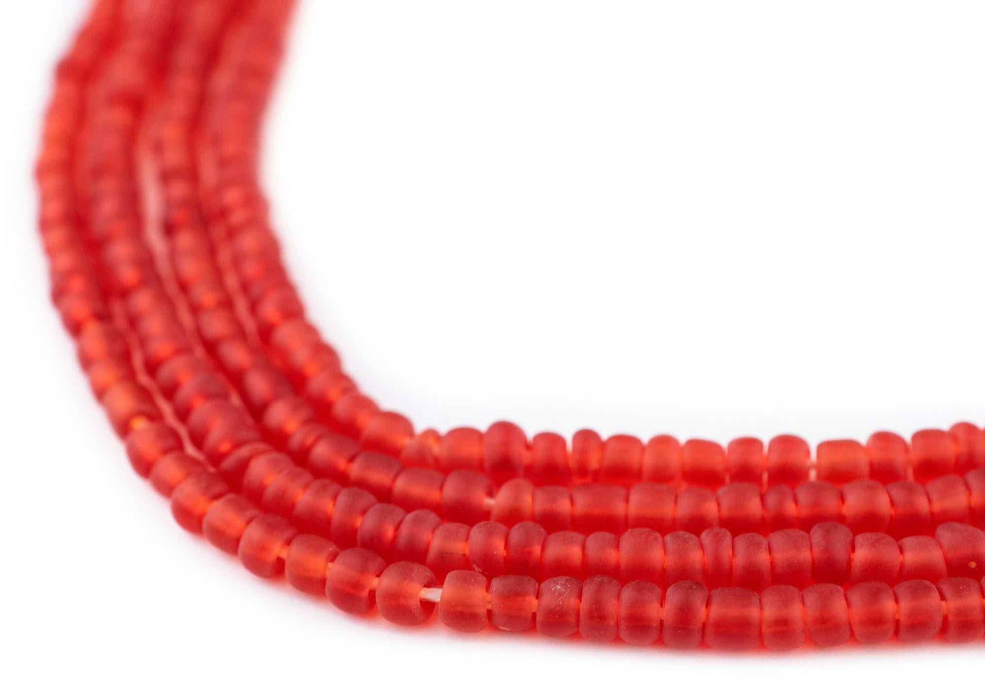 The Bead Chest Translucent Red Matte Glass Seed Beads (4mm) - 24 inch ...