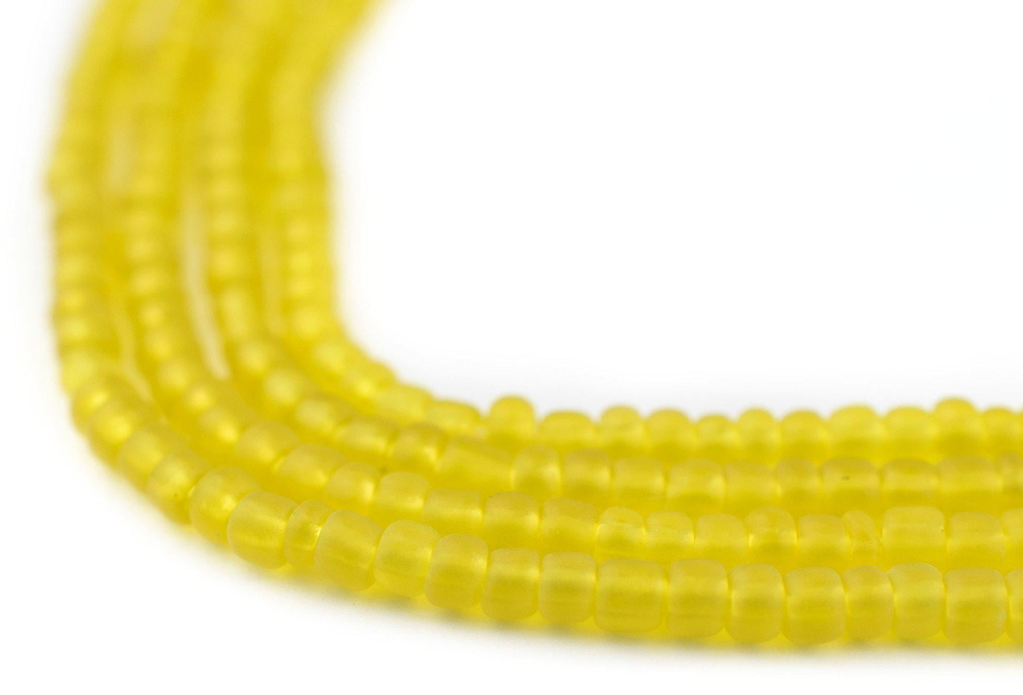 The Bead Chest Translucent Yellow Matte Glass Seed Beads (3mm) - 24 ...