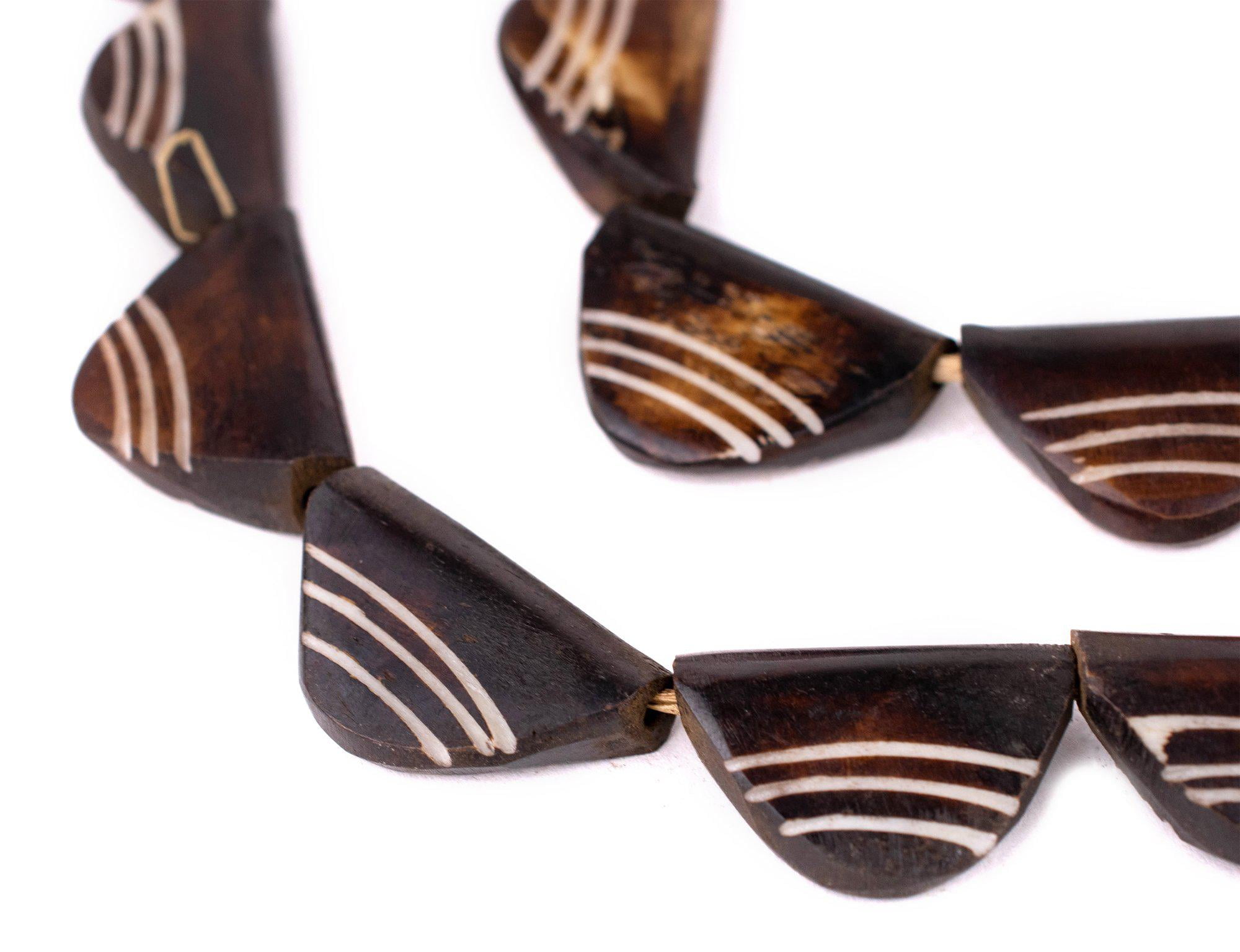 The Bead Chest Triangular Batik Bone Beads: Brown Carved Natural Kenyan ...