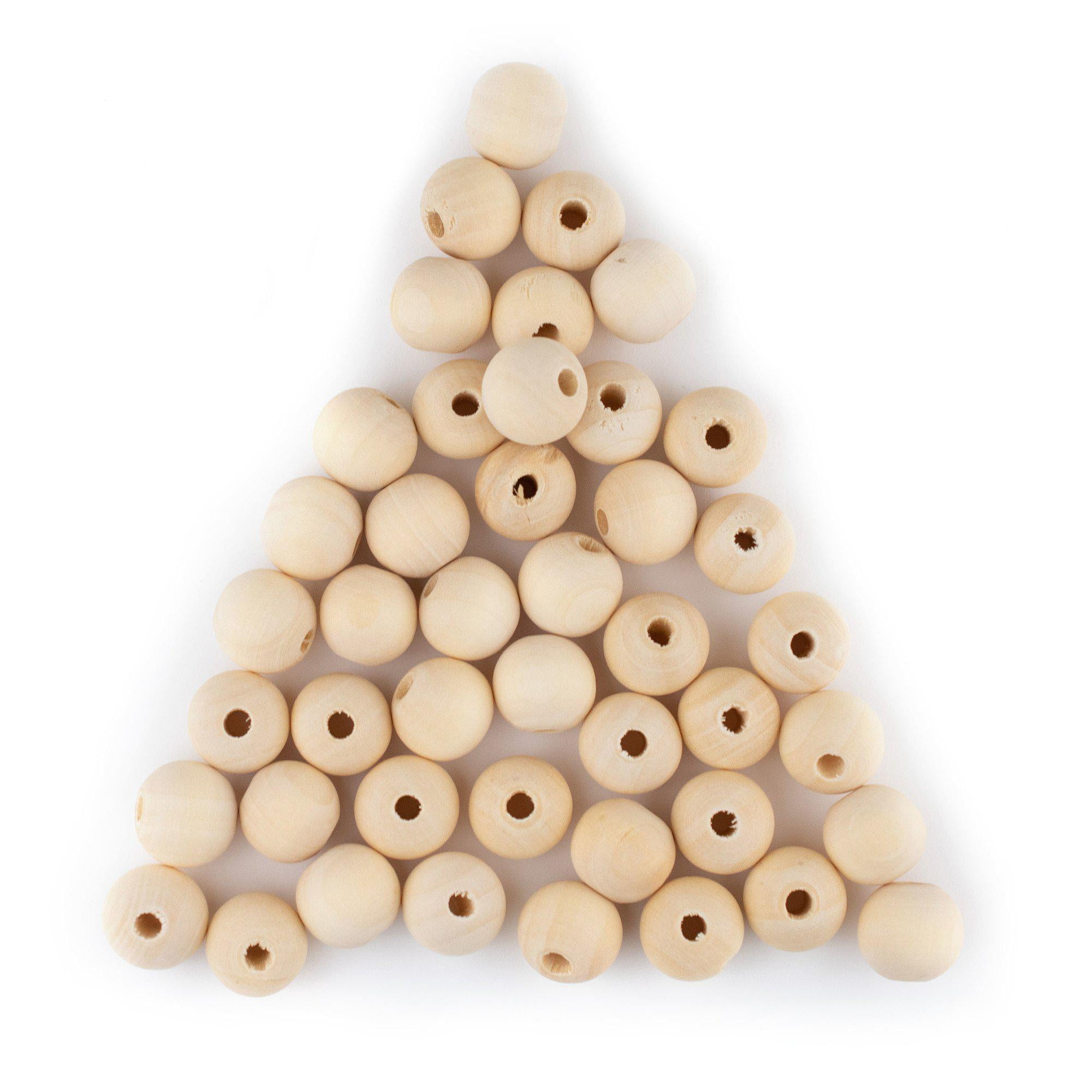 The Bead Chest Unfinished Natural Wood Beads (12mm, Set of 50 ...