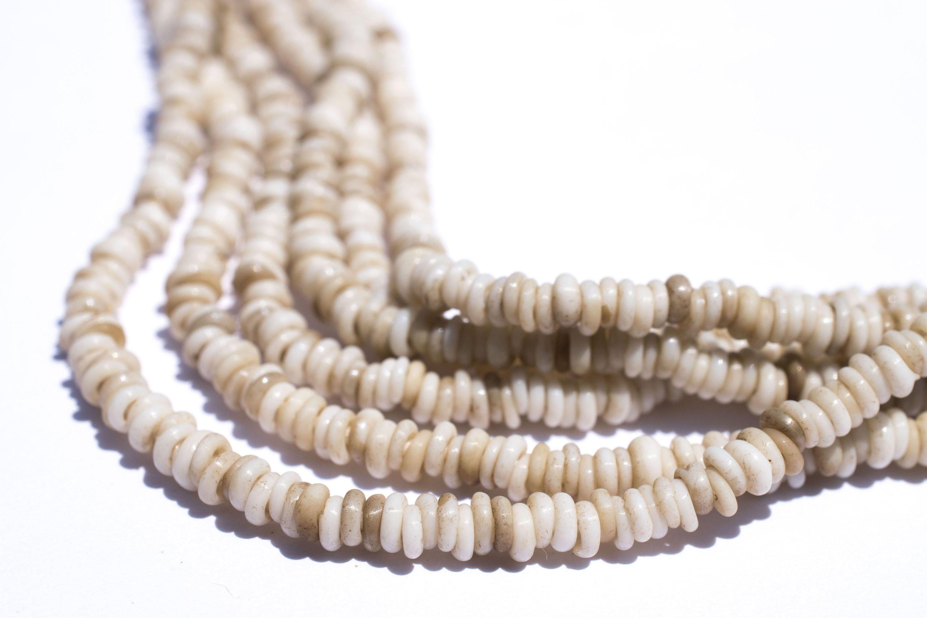 The Bead Chest Vintage White 4mm Glass Heishi Beads - 23" Strand of ...
