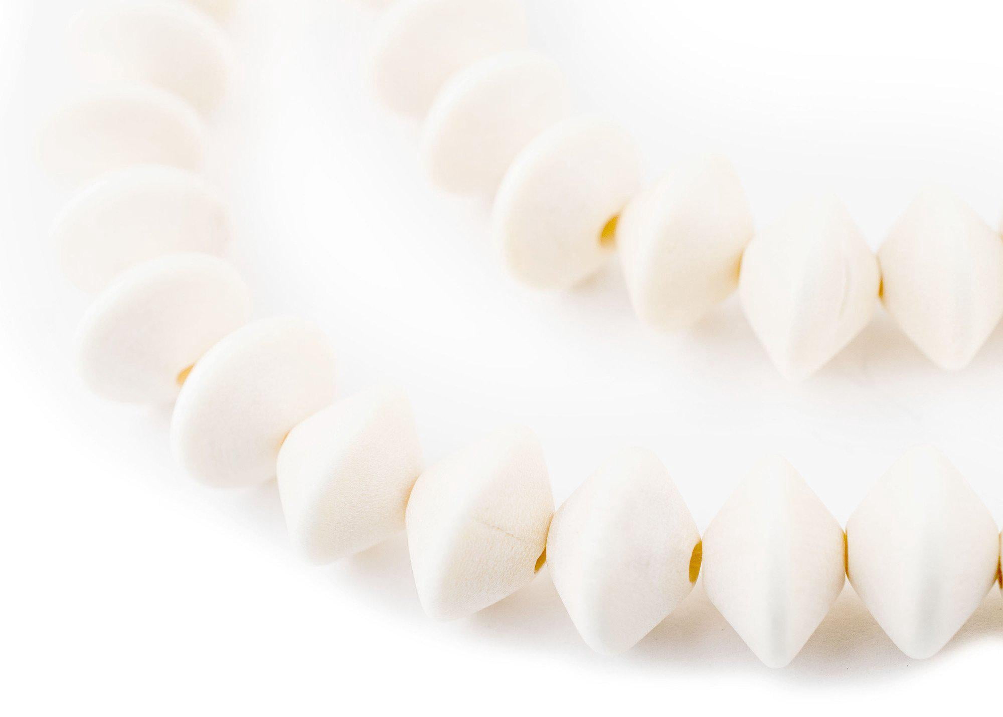 The Bead Chest White Bicone Natural Wood Beads (10x15mm): Organic Eco ...