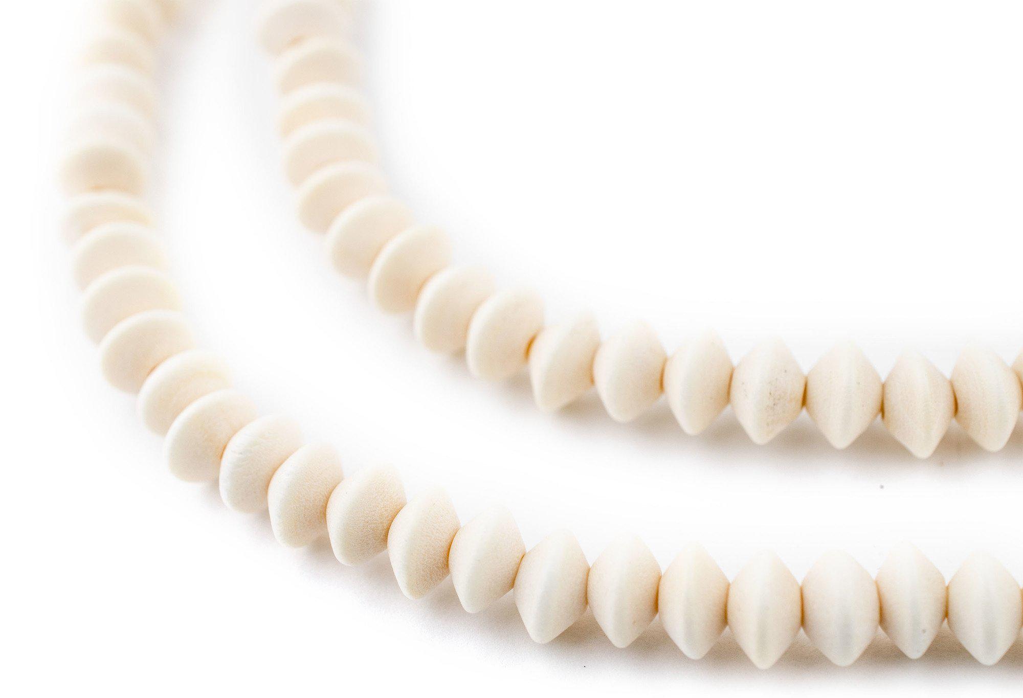 The Bead Chest White Bicone Natural Wood Beads (5x8mm): Organic Eco ...