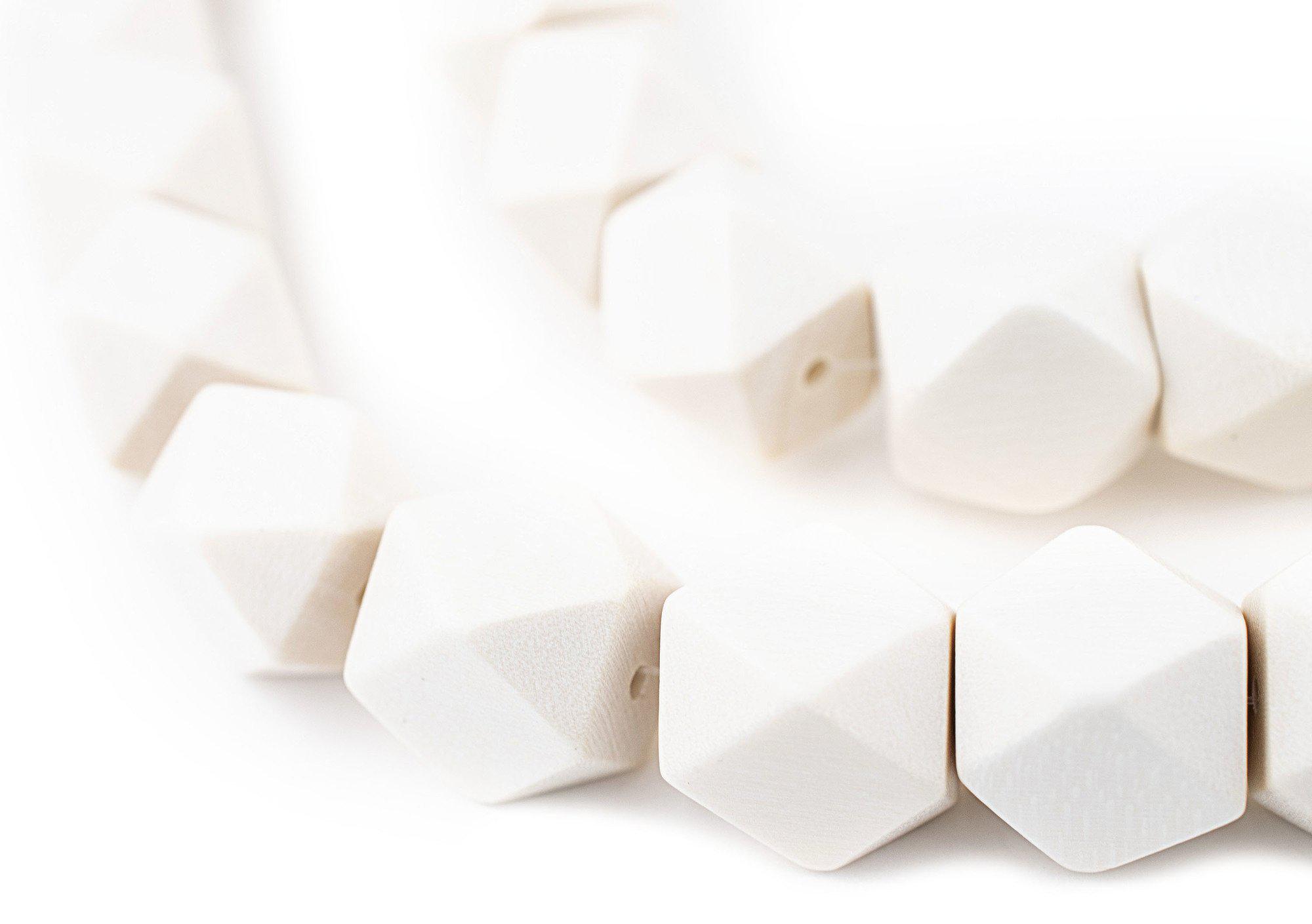 The Bead Chest White Cornerless Cube Wood Beads: 15mm Diamond Cut ...