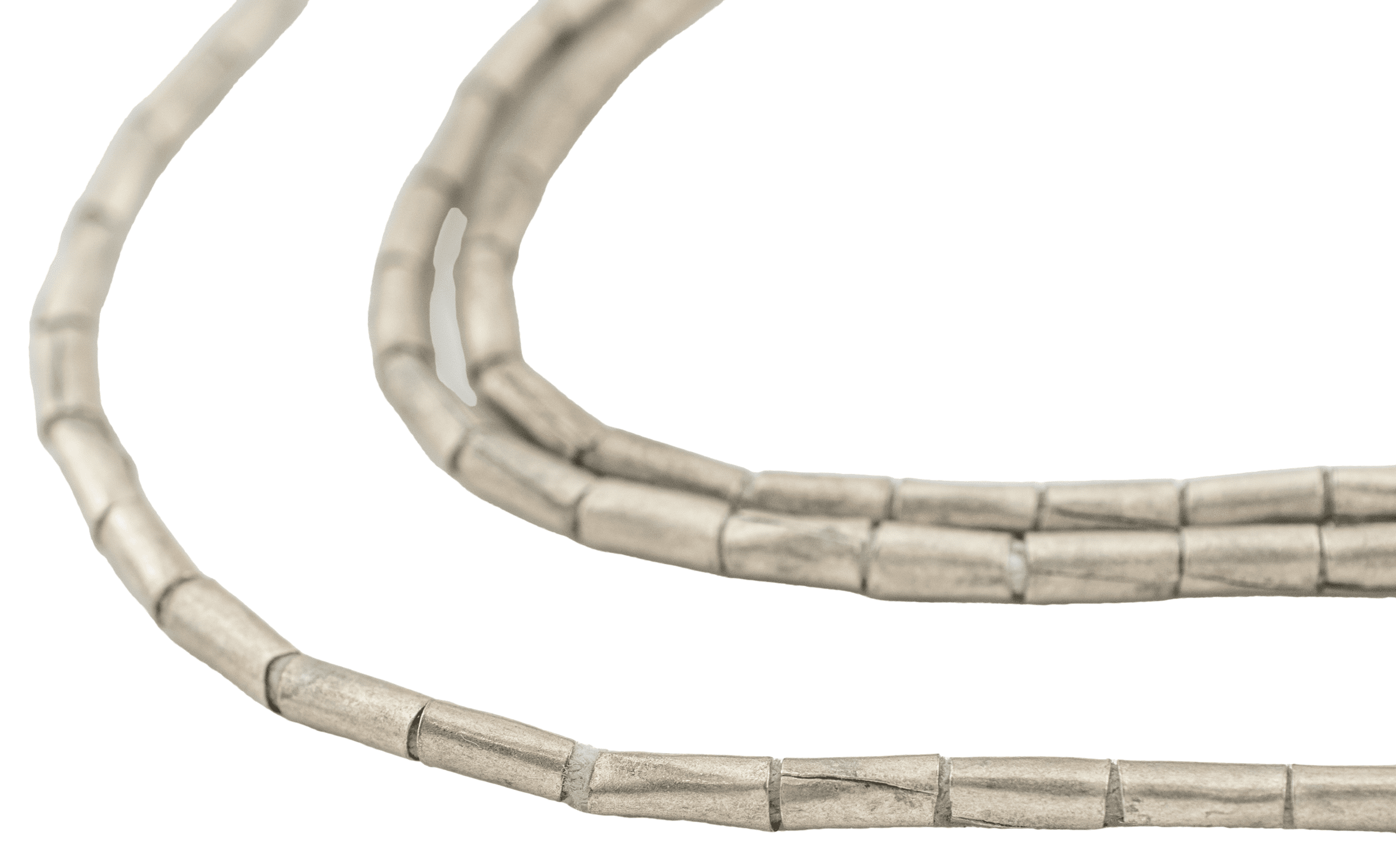 The Bead Chest White Metal Tube Ethiopian Beads (7x3mm): Full Strand of ...