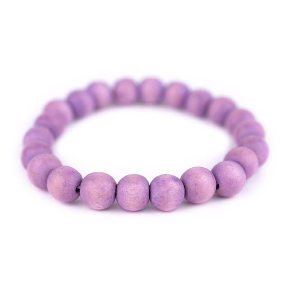 The Bead Chest Wood Stretch Bracelet, Purple - Stackable Beaded Jewelry ...
