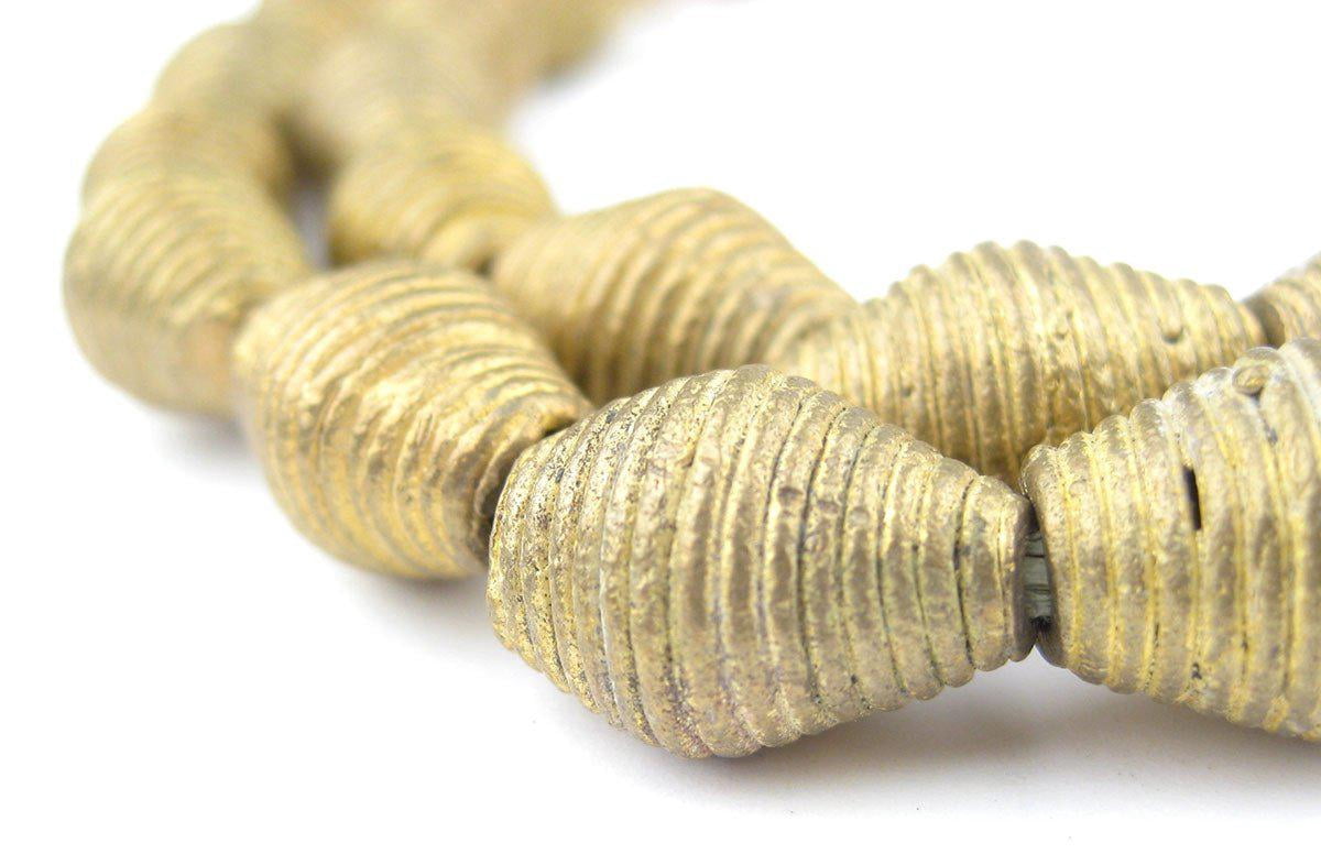 TheBeadChest Wound Bicone Ghana Brass Beads 17x11mm African Large Hole ...