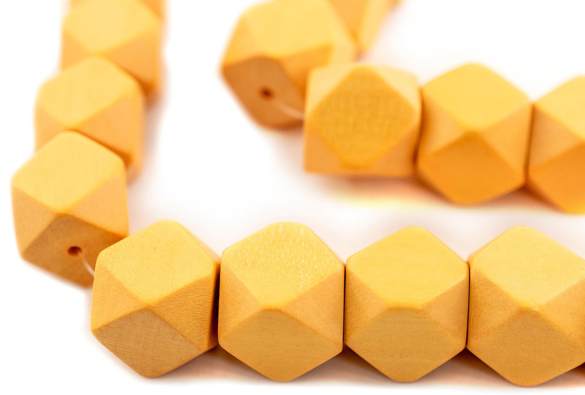 The Bead Chest Yellow Cornerless Cube Wood Beads: 20mm Diamond Cut ...