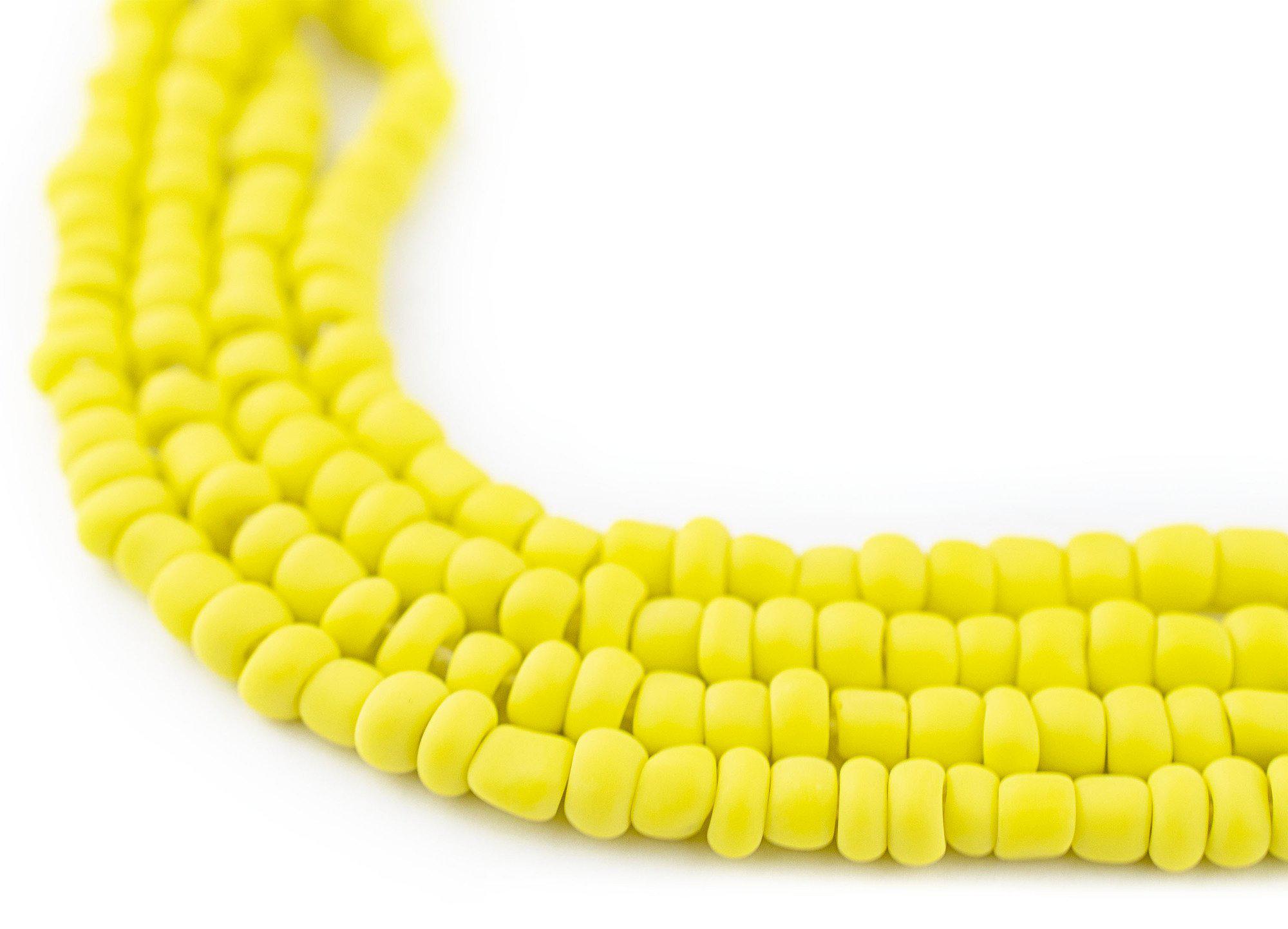 The Bead Chest Yellow Matte Glass Seed Beads (4mm) - 24 inch Strand of ...