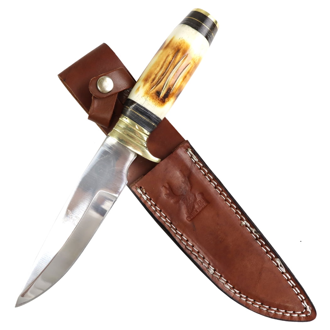 TheBoneEdge 10.5" Skinner Knife Sharp Blade Burn Bone Handle With ...