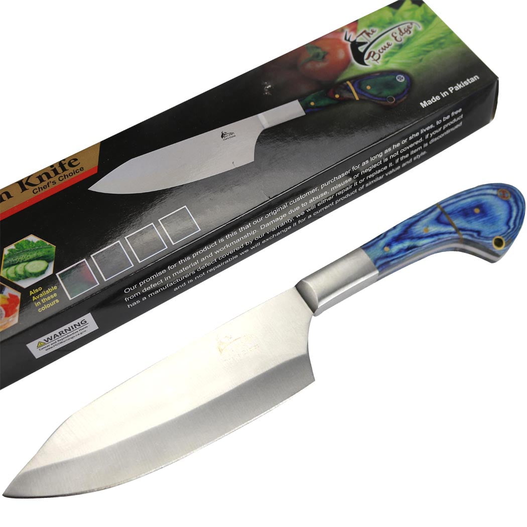 TheBoneEdge 11' Chef Kitchen Knife Blue Packawood Color Wood Handle ...