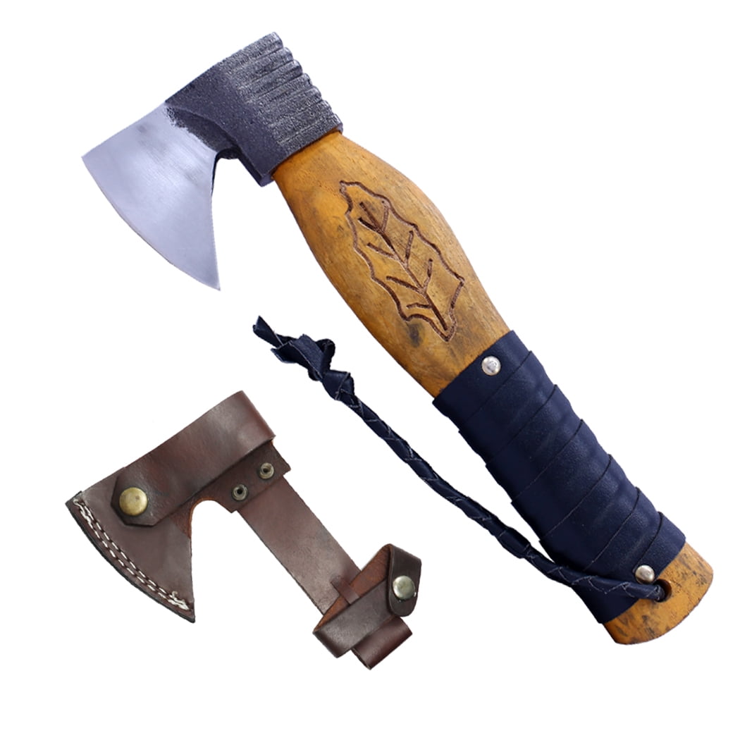 TheBoneEdge 11" Hunting Axe Yellow Wood Handle Hand Forged Blade With ...