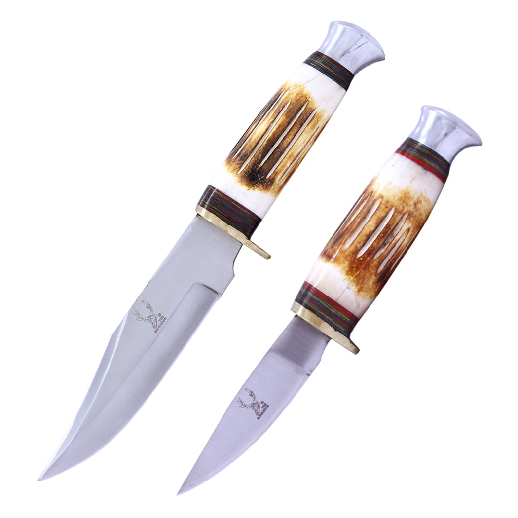 TheBoneEdge 2Pcs Hunting Knife Set Bone Handle Hand Made With Sheath ...