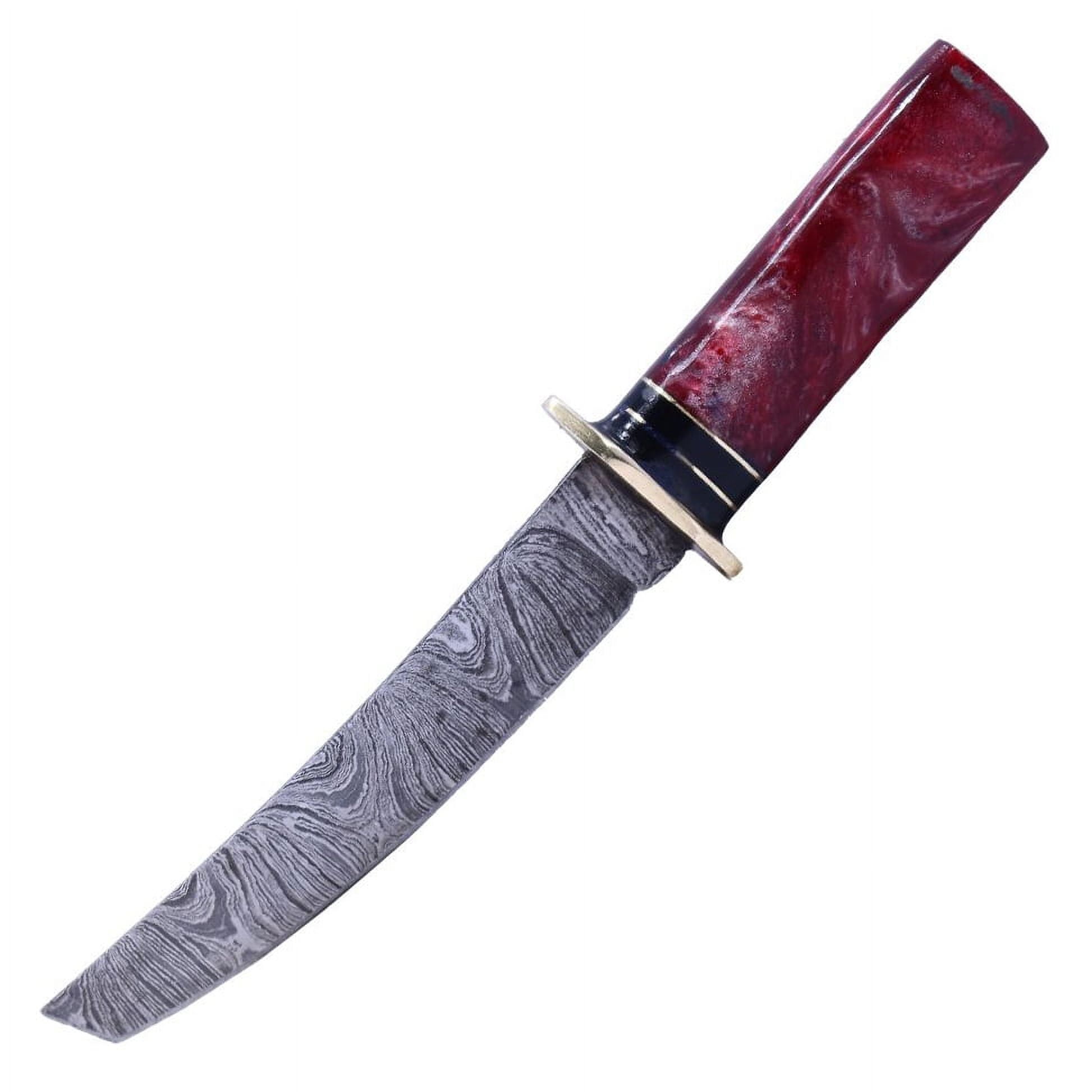 TheBoneEdge 6" Handmade Damascus Steel Tanto Fixed Blade Hunting Knife ...