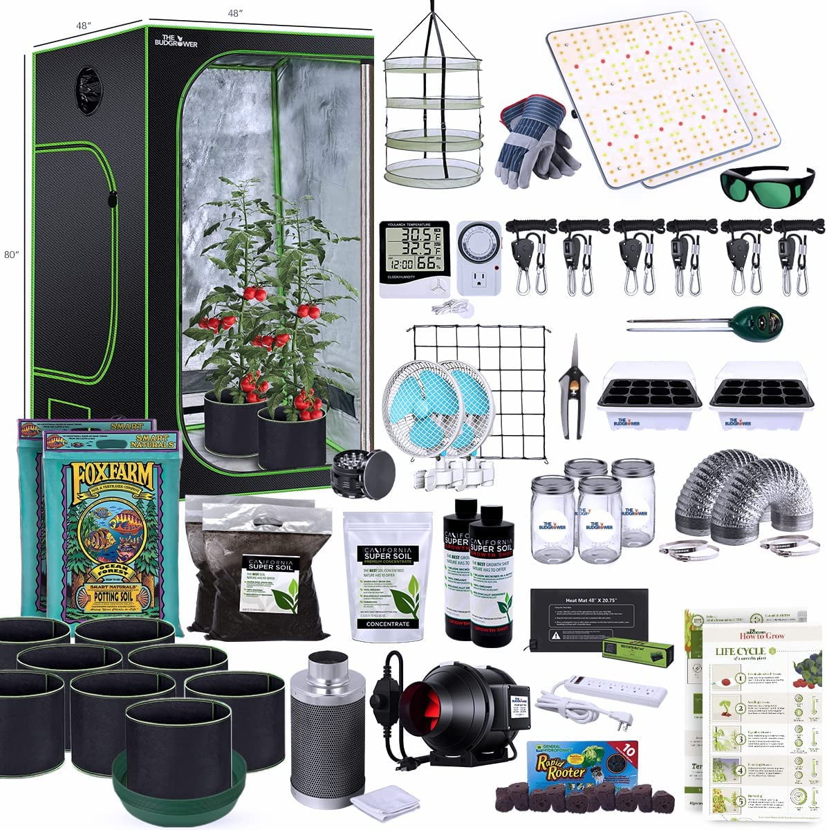 TheBudGrower Complete All-in-One Home Grow Solution 48"x48"x80"- 1200W ...
