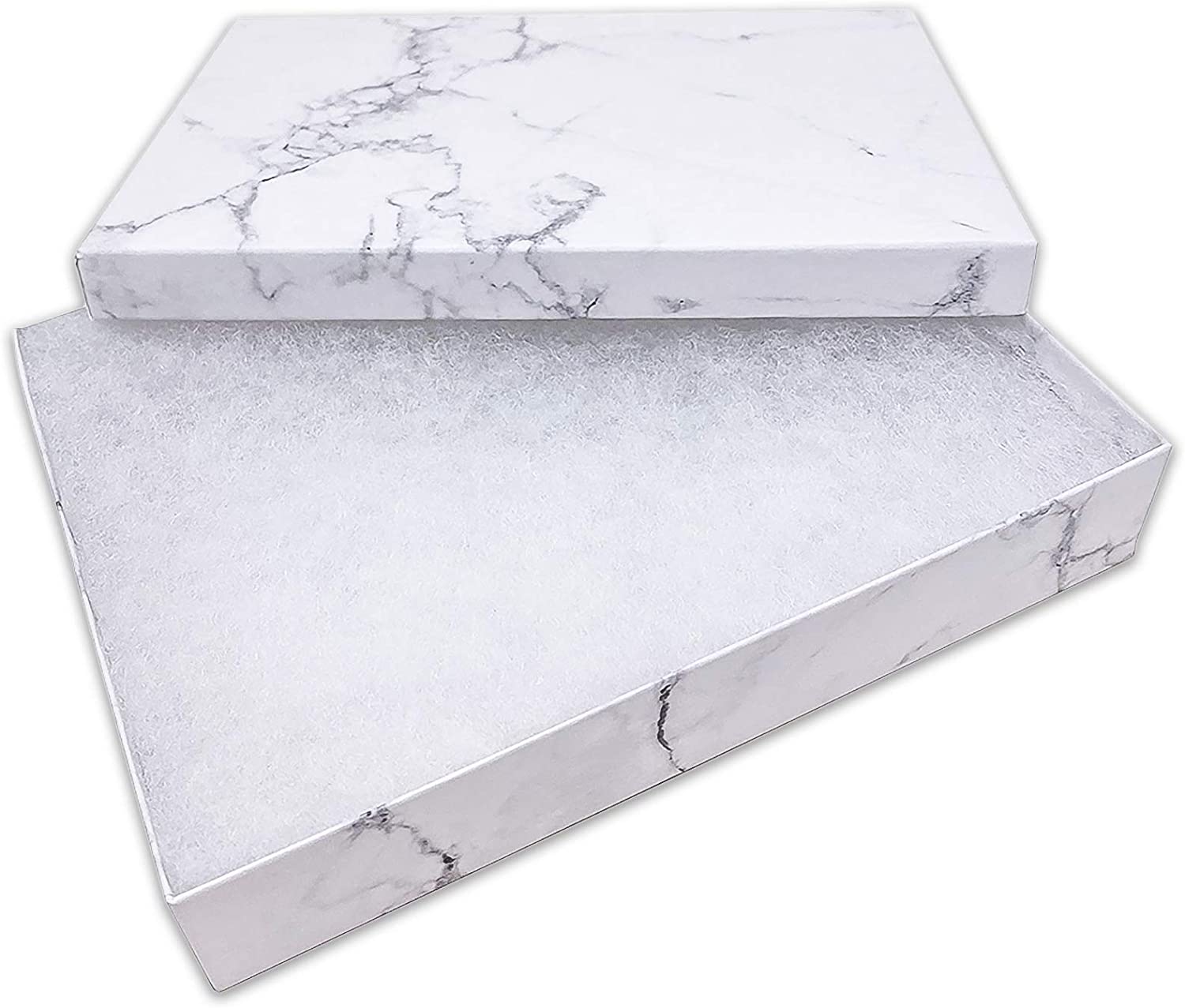 TheDisplayGuys 100-Pack #75 Marble White Jewelry Box (7 1/8" x 5 3/16 ...