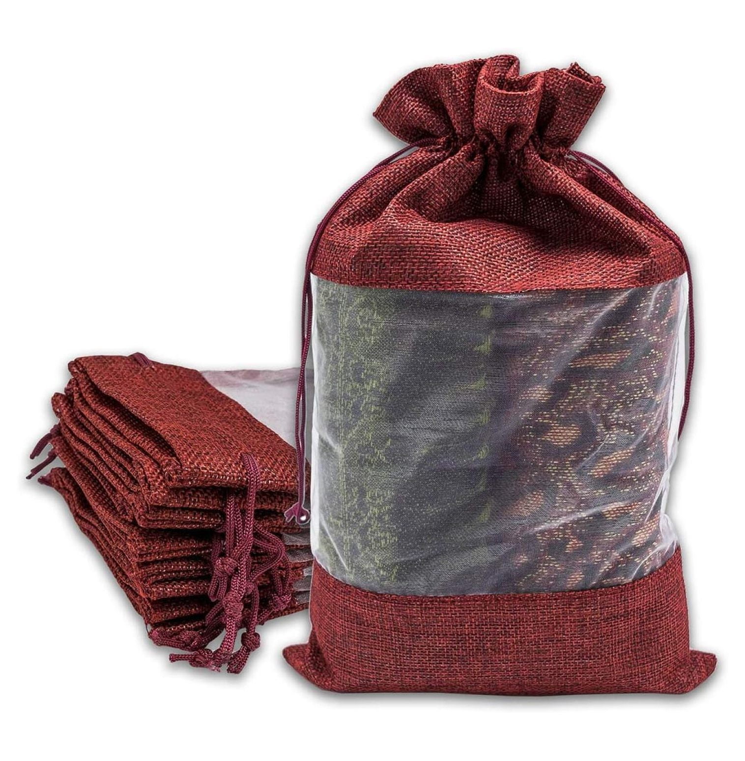 TheDisplayGuys - -Pack 7.5x11.5 Linen Burlap & Sheer Organza Gift Bag ...