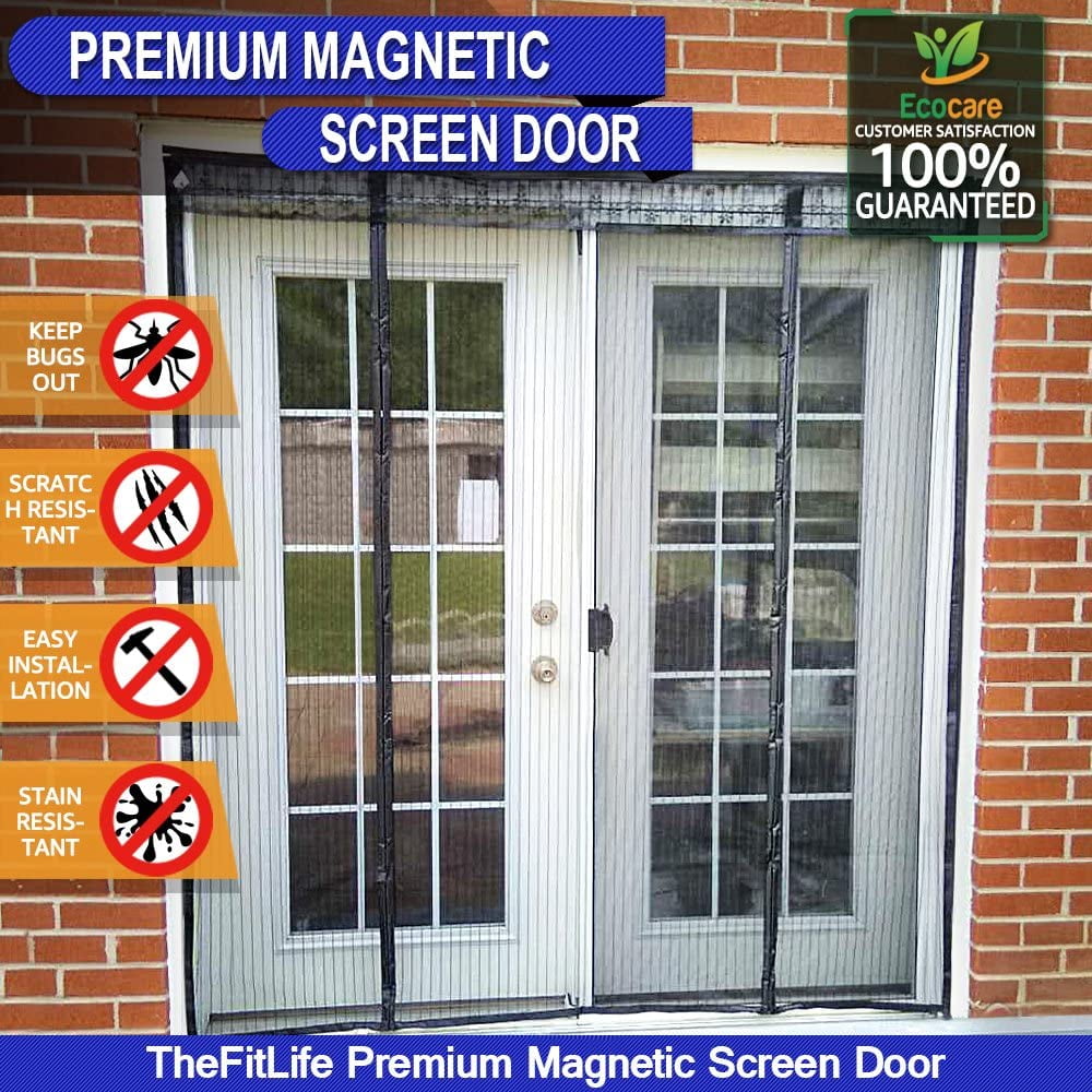 TheFitLife Double Door Magnetic Screen - Mesh Curtain for Patio/Sliding ...