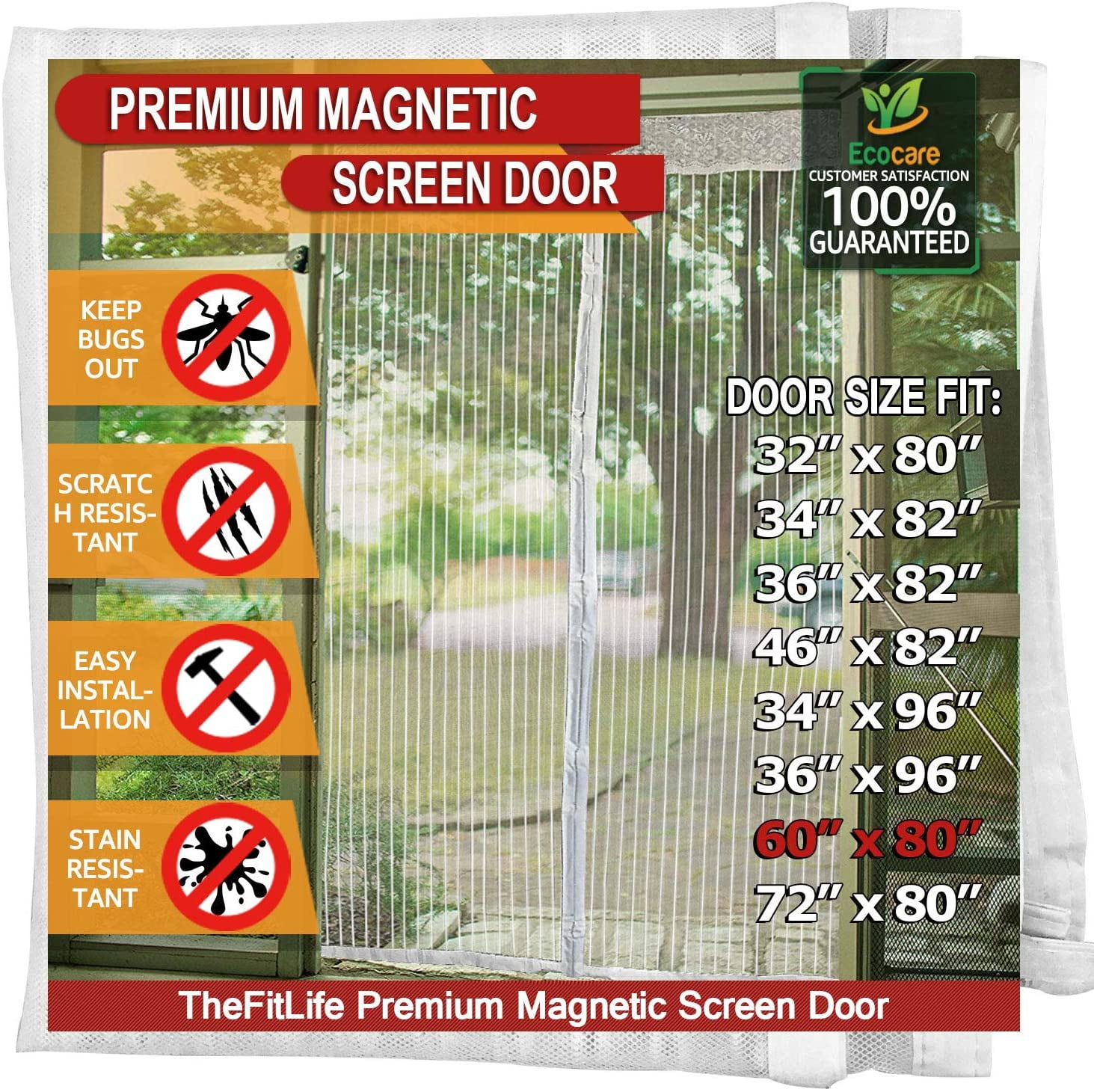 TheFitLife Magnetic Screen Door - Heavy Duty Mesh Curtain with Full ...