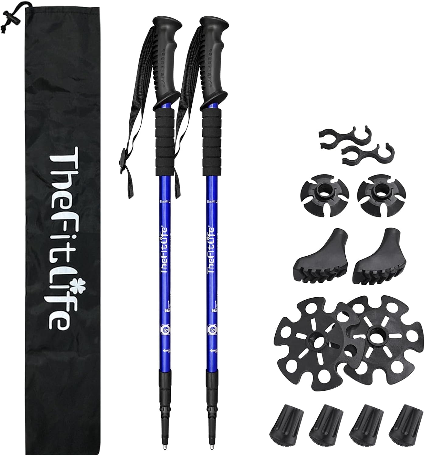 TheFitLife Nordic Walking Trekking Poles - 2 Sticks with Anti-Shock and ...