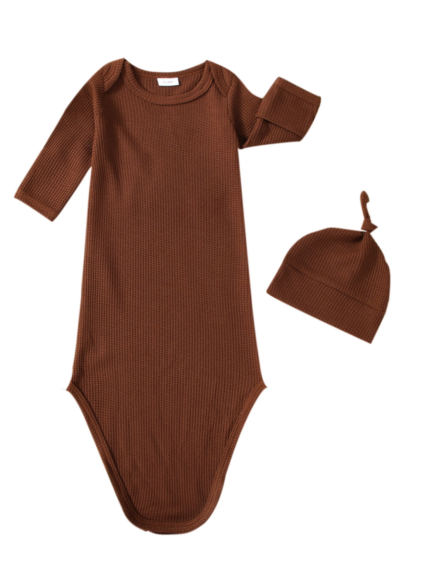 TheFound Newborn Baby Boy Girl Nightgown Long Sleeve Knotted Sleeping ...