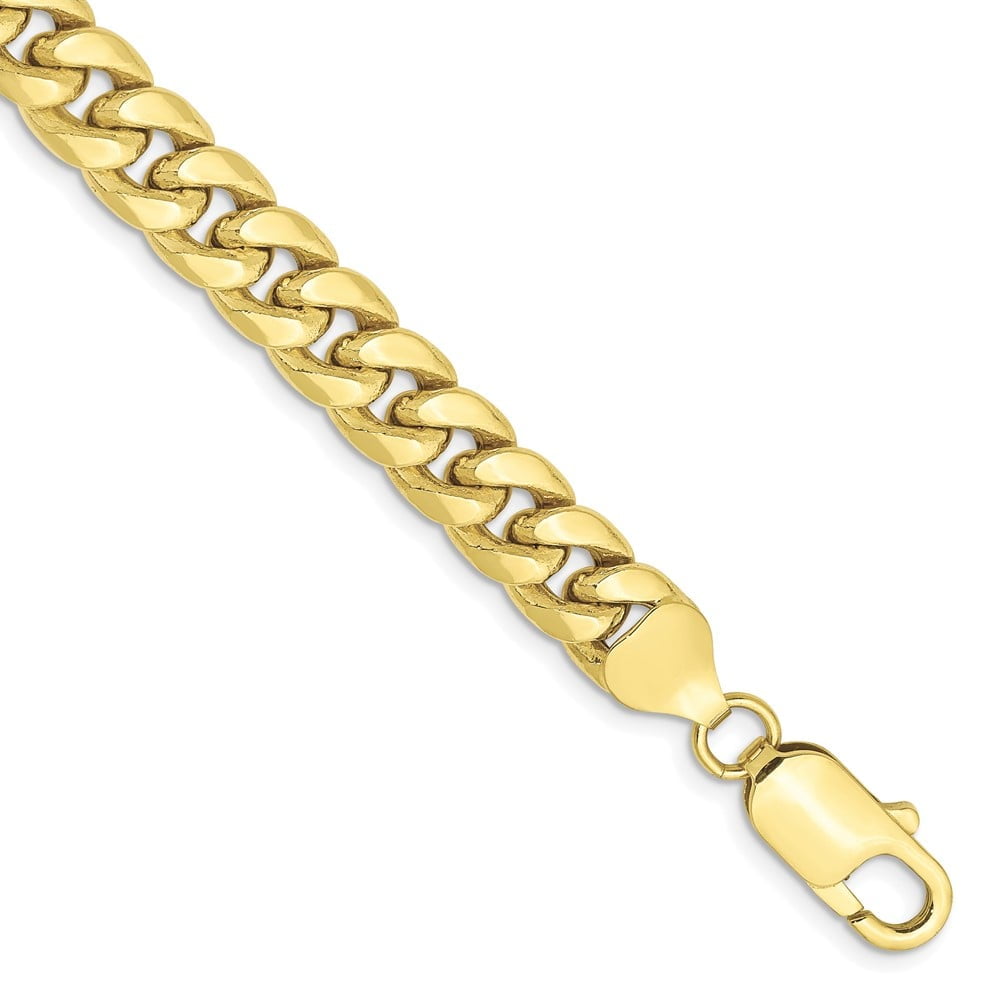 TheJewelryHut 10K 7.3mm Semi-Solid Miami Cuban Chain - Walmart.com