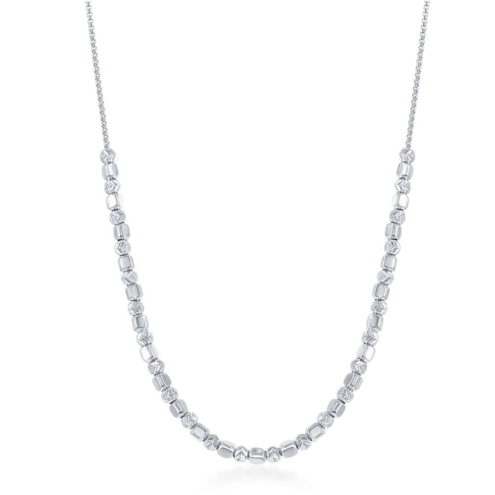 TheJewelryHut Fancy Designer Sterling Silver Alternating Square Bead w ...