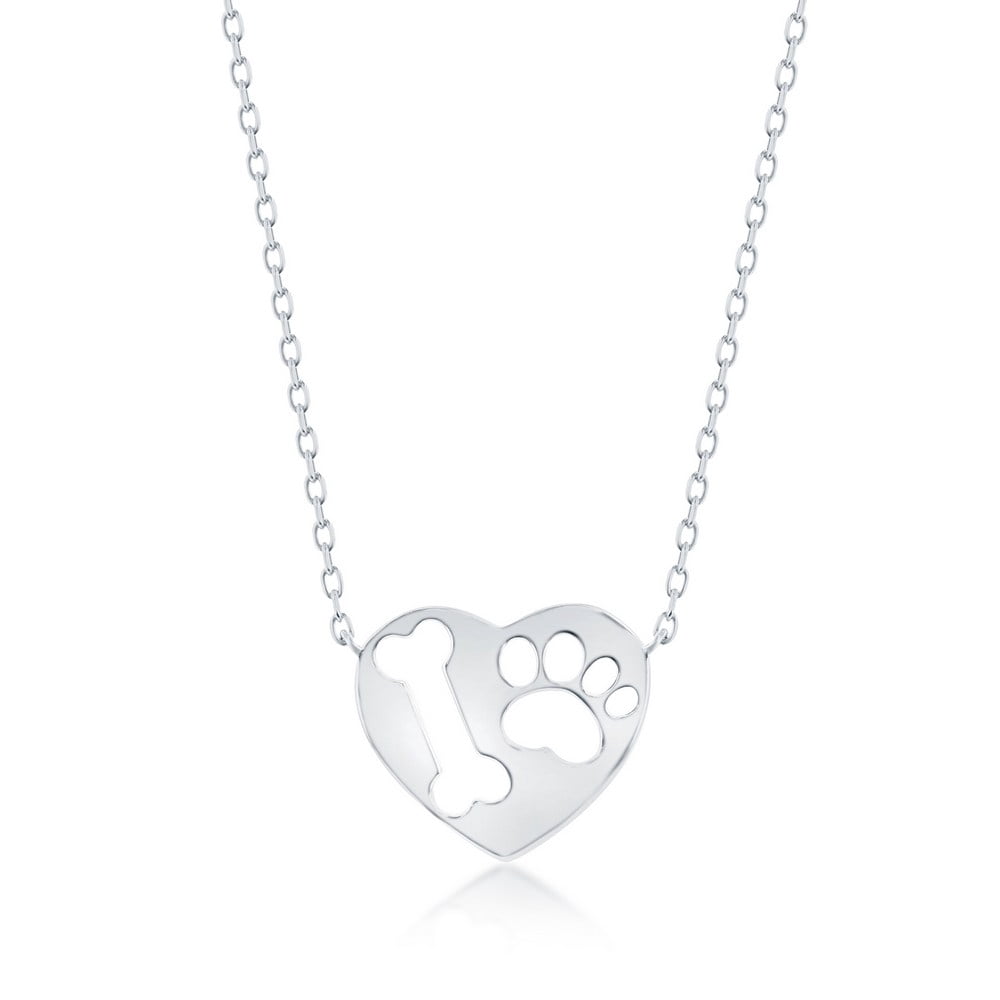 TheJewelryHut Fancy Designer Sterling Silver Paw Print & Bone Cut-out ...