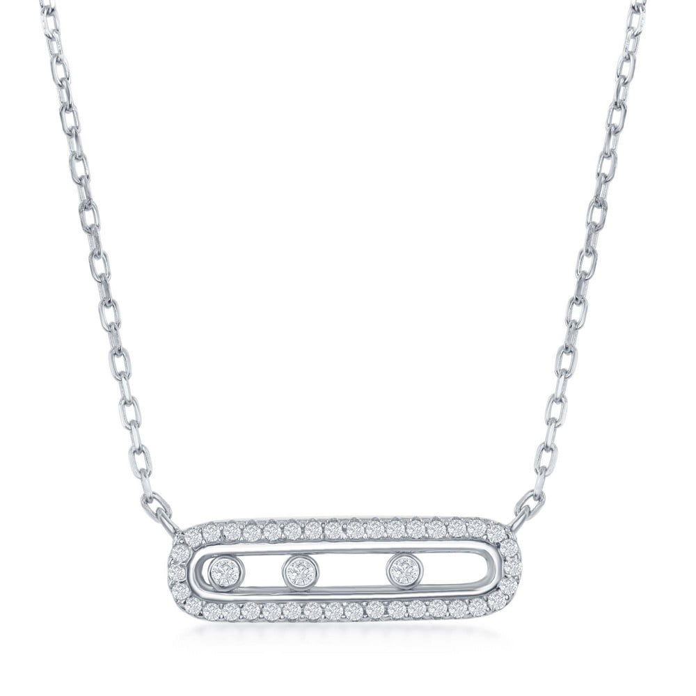 TheJewelryHut Fancy Designer Sterling Silver Rectanlge with Sliding ...