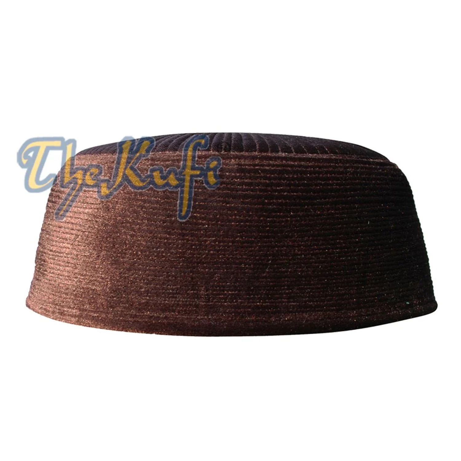 TheKufi® Chechen Style Muslim Hat Dark Brown Rigid Velvet Prayer Cap (L ...