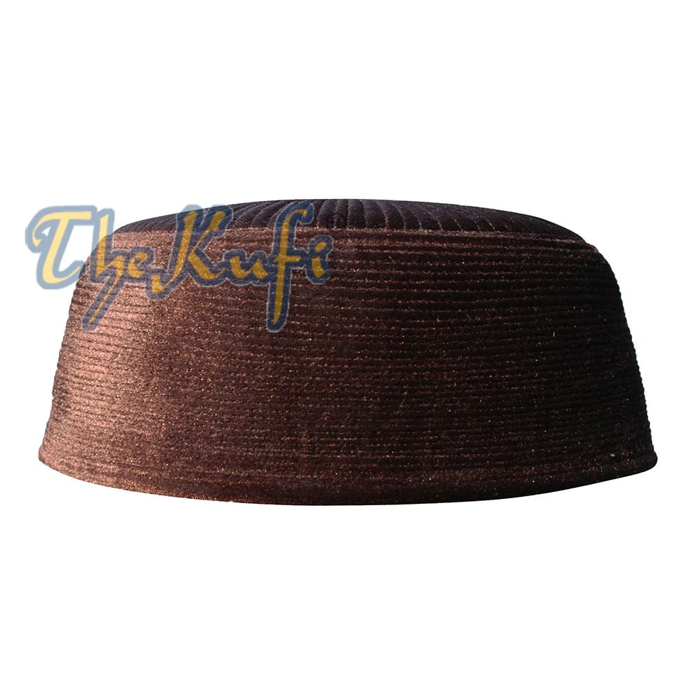 TheKufi® Chechen Style Muslim Hat Dark Brown Rigid Velvet Prayer Cap ...