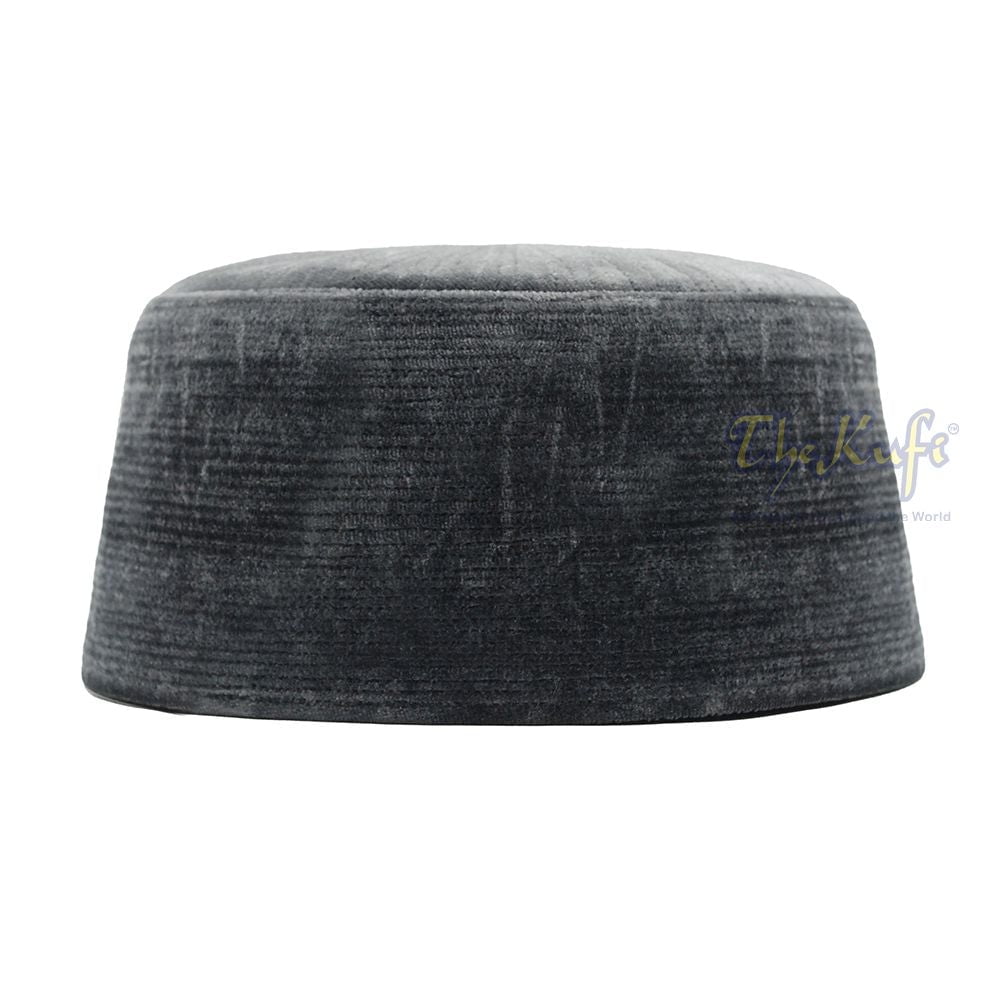 TheKufi® Dark Gray Rigid Shiny Velvet Hat Chechen Style Prayer Cap (XL ...