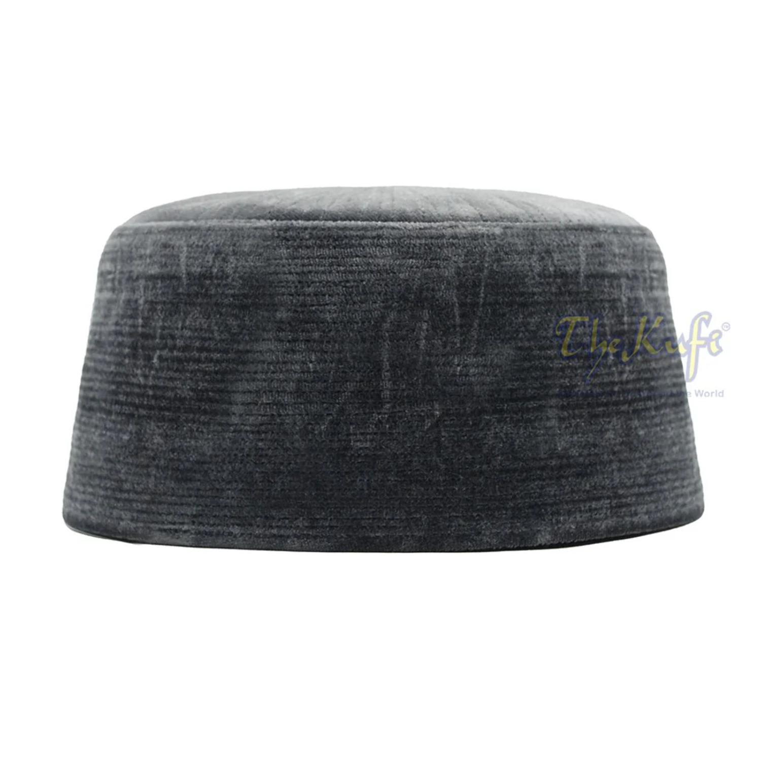 TheKufi® Dark Gray Rigid Shiny Velvet Hat Chechen Style Prayer Cap (XL ...